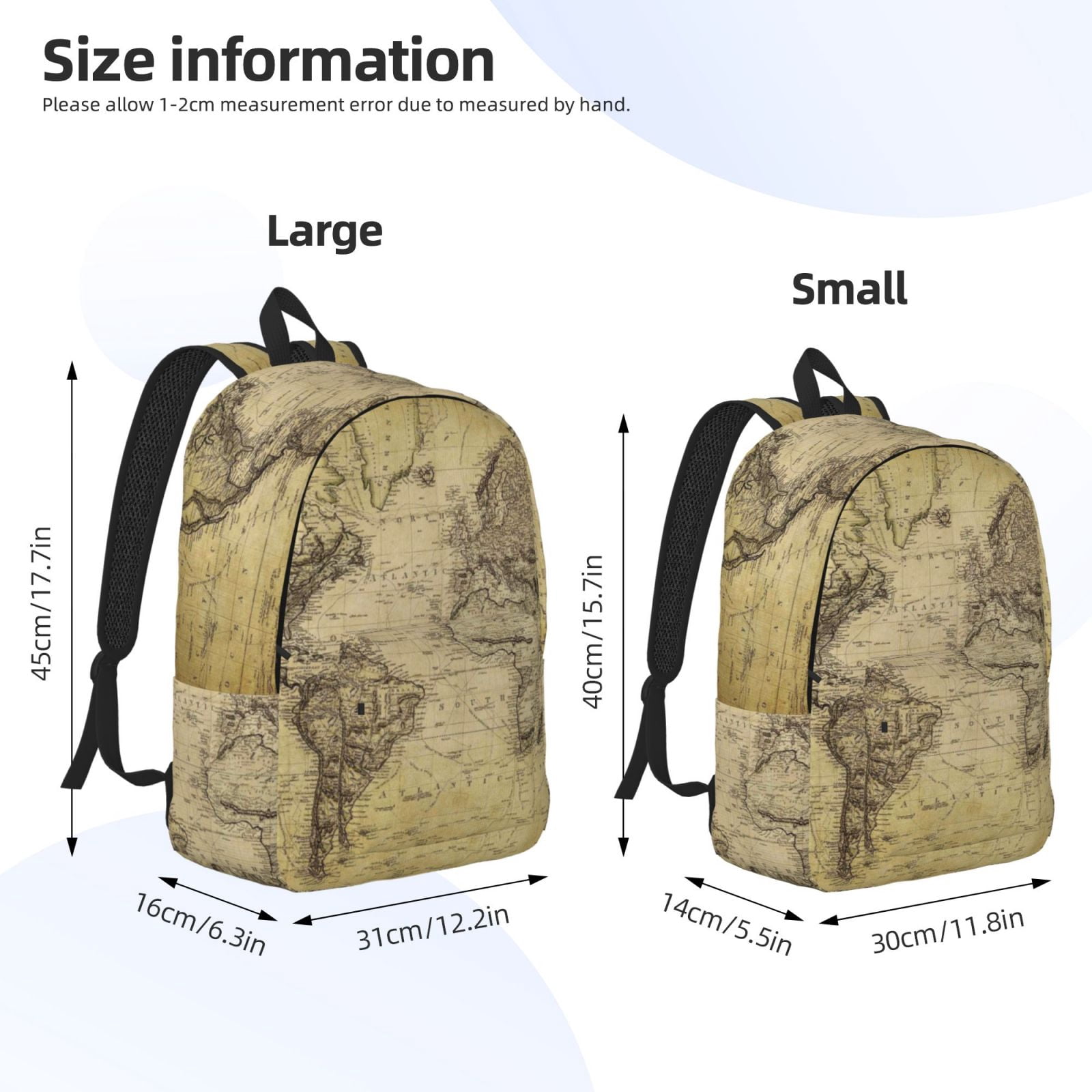 Sigee Vintage World Map for Canvas Large Capacity Laptop Backpack for ...