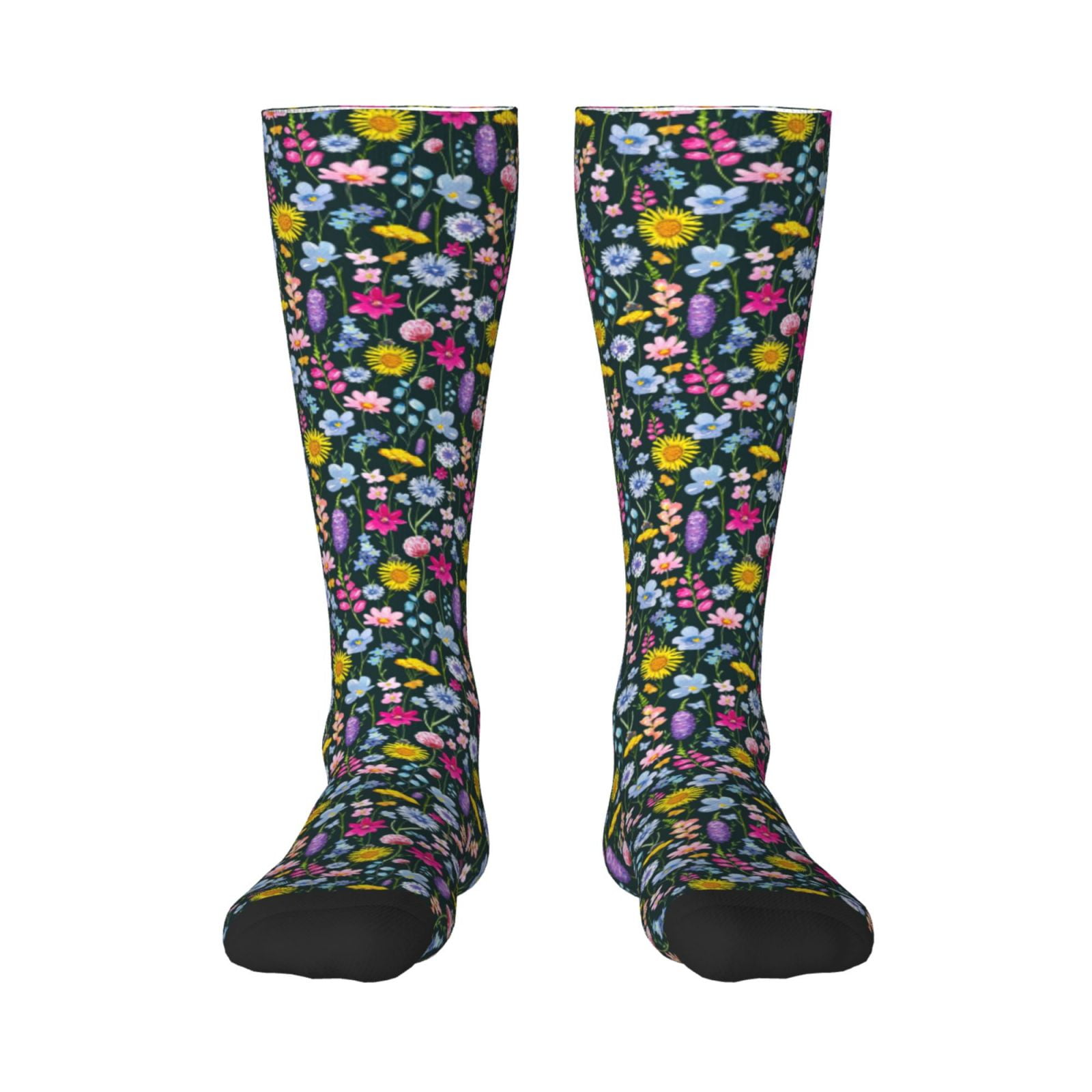 Sigee Watercolor Meadow Flowers for Socks for Men Women Socks Stocking Compression Socks ...