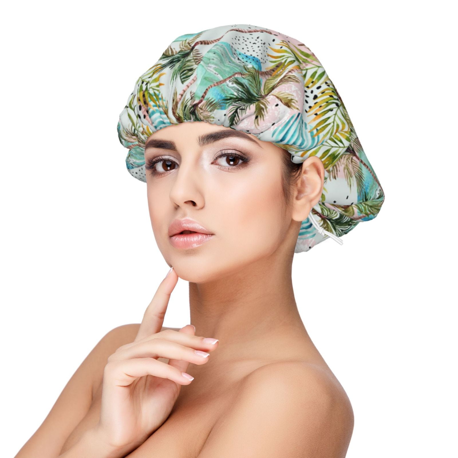 Sigee Watercolor Palm Tree for Hair Wrap Adjustable Sleep Cap for Hair ...