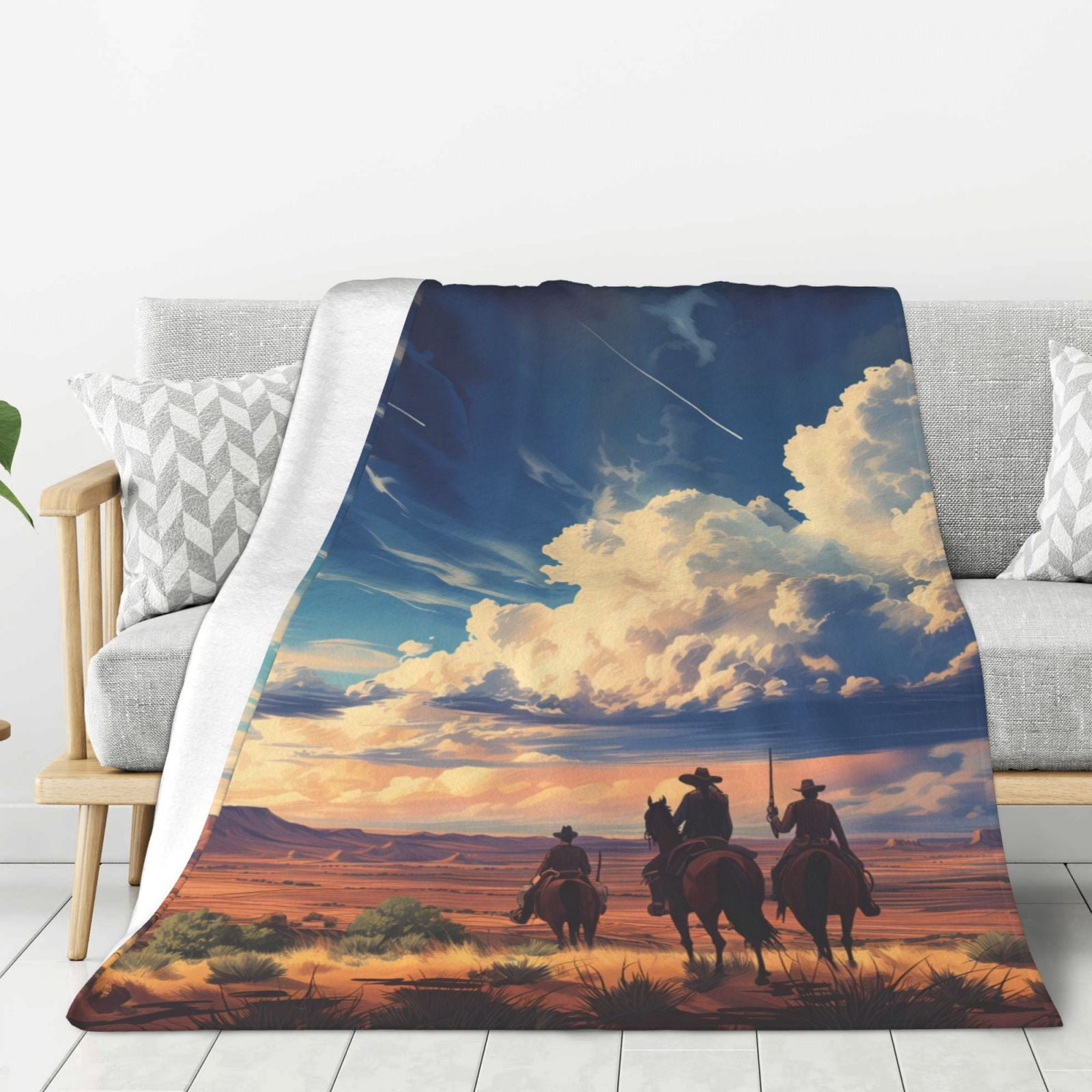Sigee Western Desert Cloud Cowboy for Flannel Blanket - Ultra-Soft ...