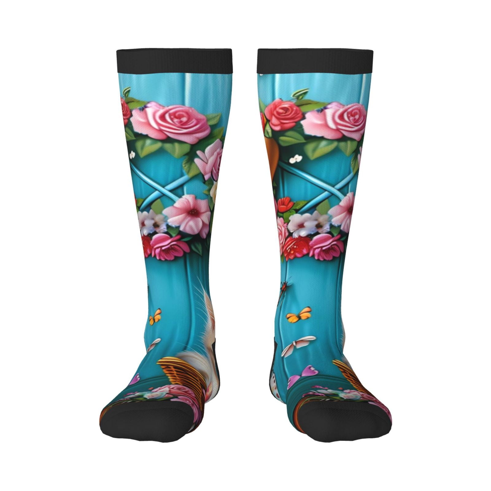 Sigee Whimsical Cats and Flowers Scene for Socks for Men Women Socks ...