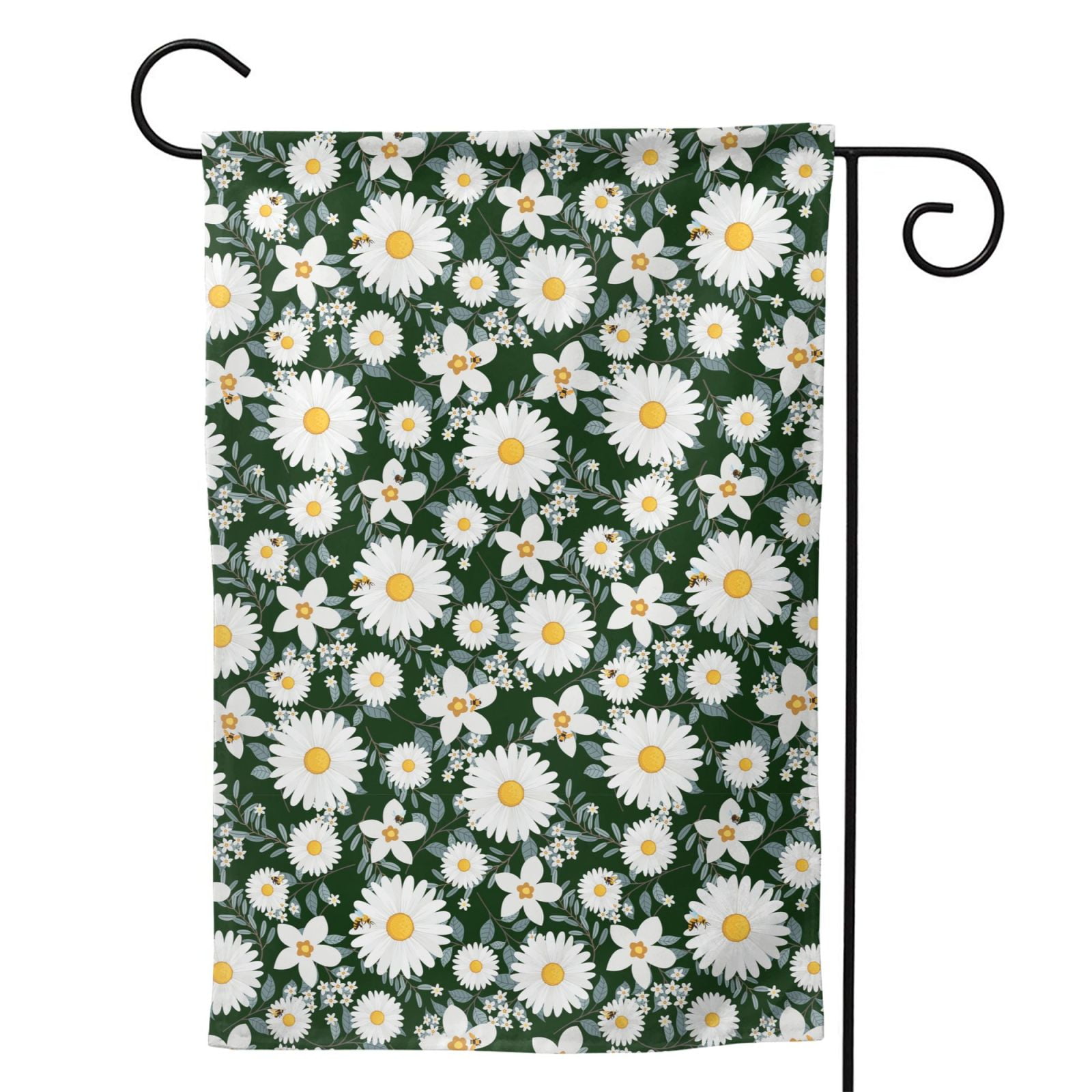 Sigee White Daisies and Bee for Live Happy Decorative Small Garden Flag ...