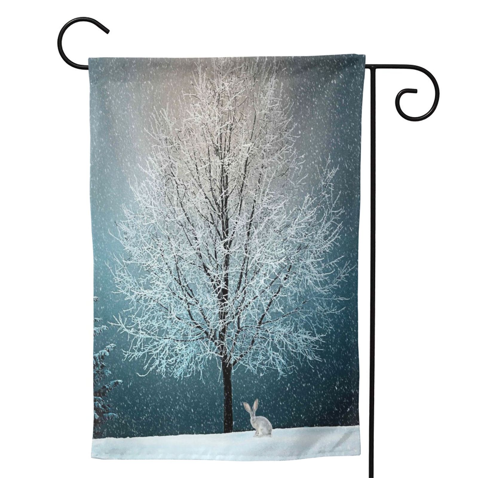 Sigee Winter Rabbit for Live Happy Decorative Small Garden Flag,Double ...