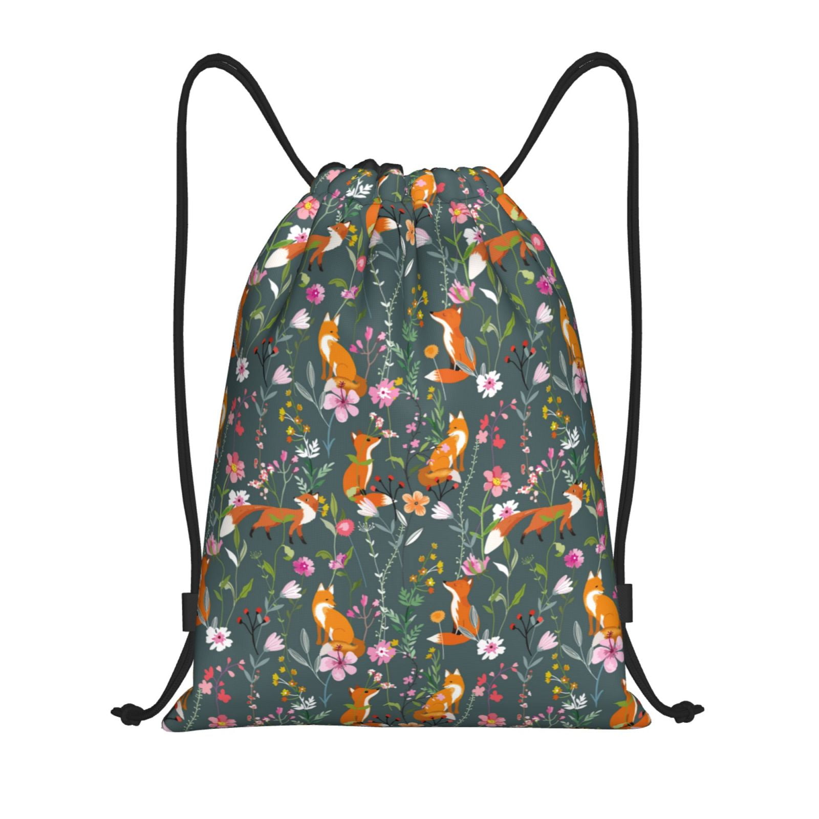 Sigee Wolf Fox In Flower Forest for Drawstring Bag String Backpack for ...