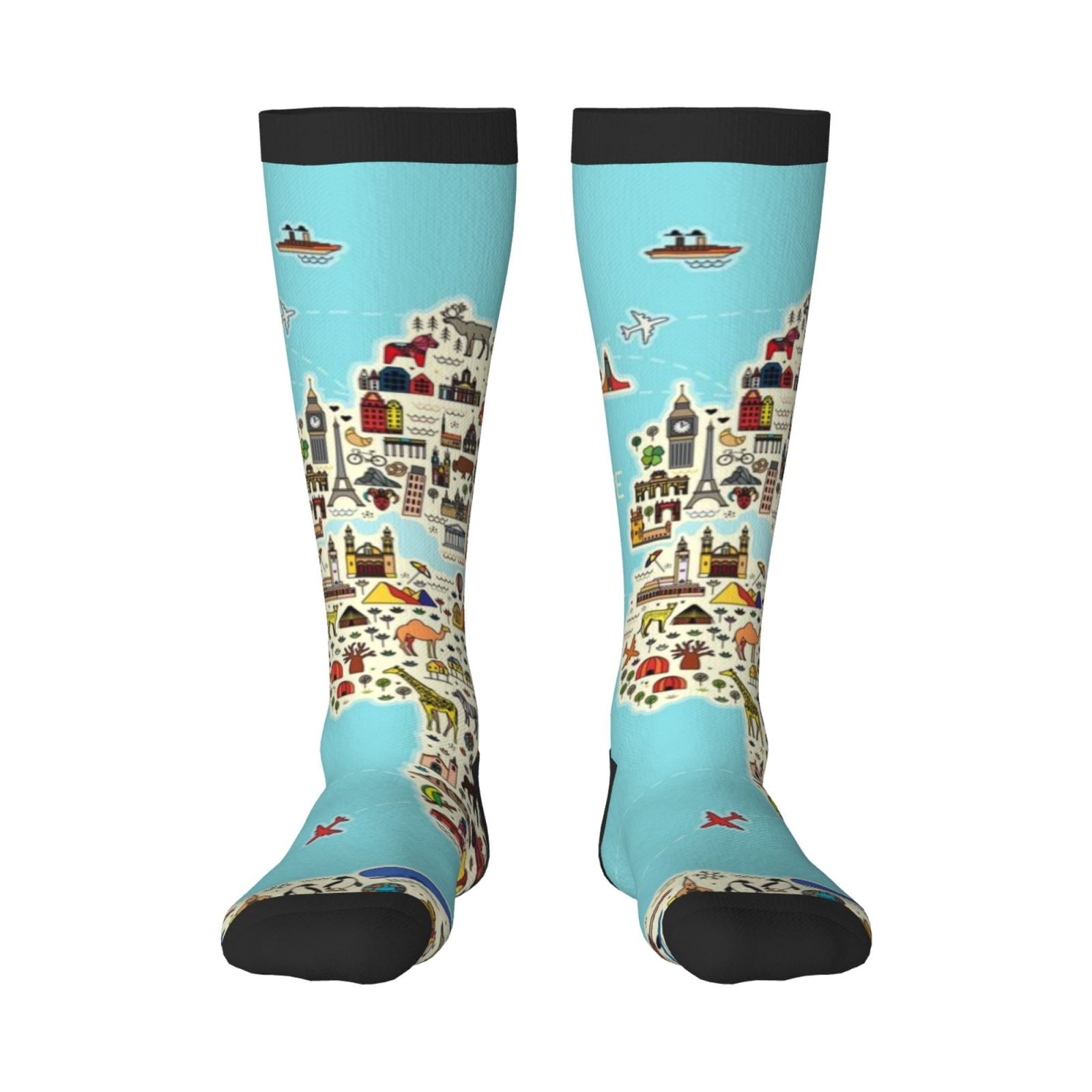 Sigee World Travel Line Icons Map for Socks for Men Women Gifts for Him ...