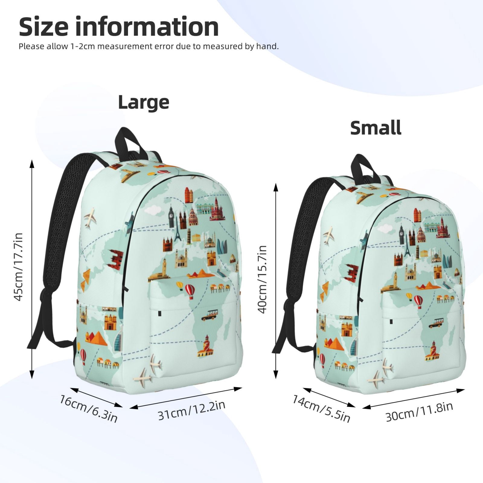 Sigee World Travel Map for Canvas Large Capacity Laptop Backpack for ...