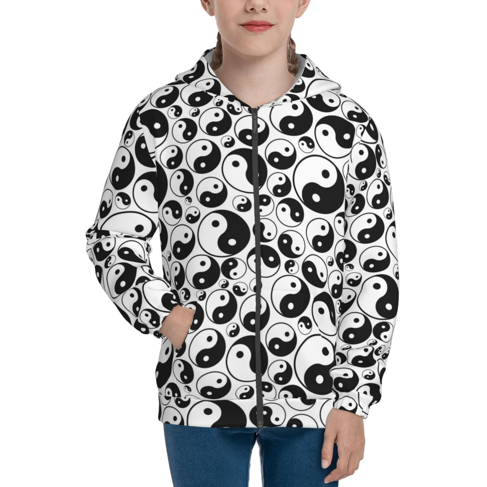 Sigee Yin Yang for Teenage Zip Up Hoodies Long Sleeve Sweatshirts-Small ...