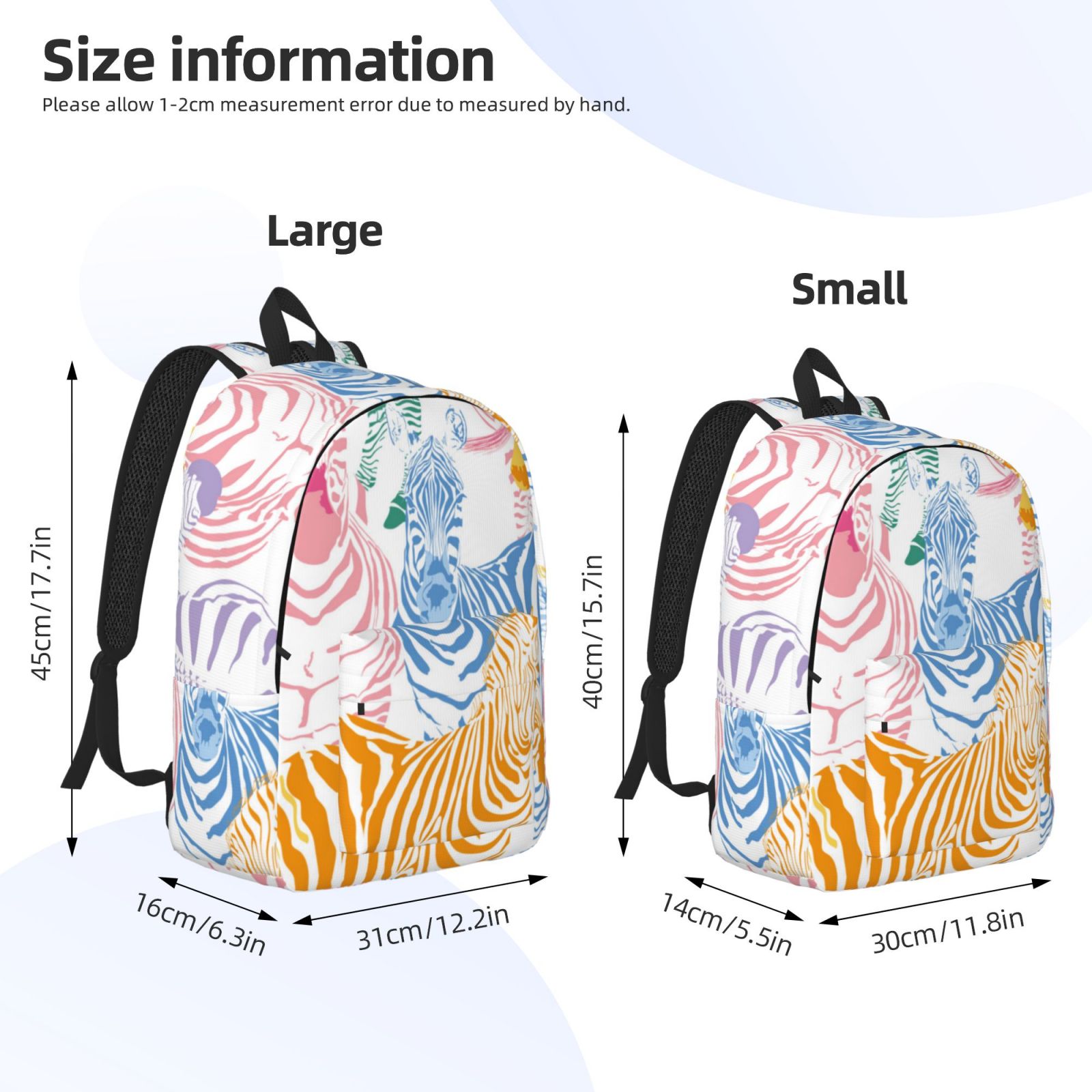 Sigee Zebra Colourful for Canvas Large Capacity Laptop Backpack for Men ...
