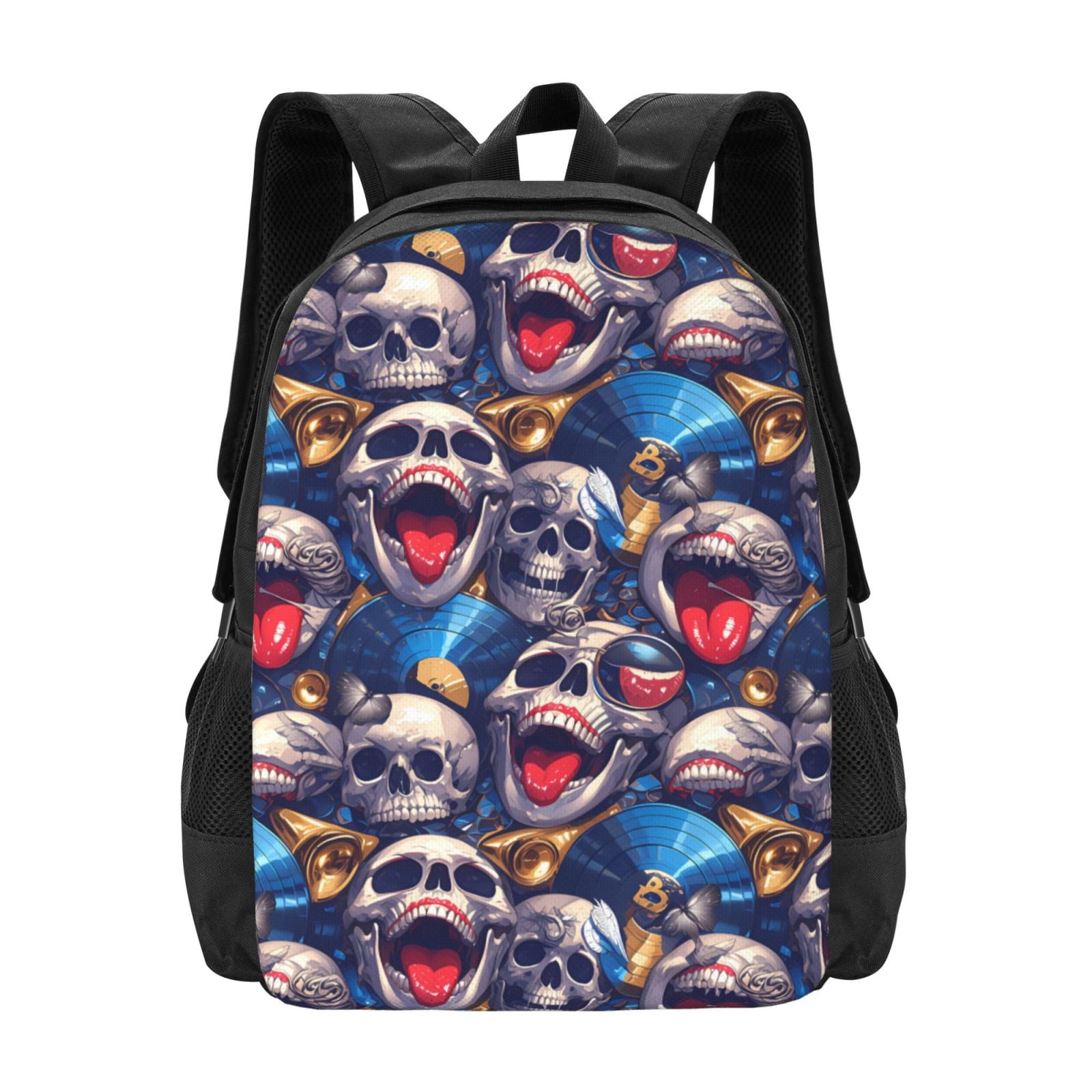 Sigee rock Skull blue record for Simple large capacity backpack Travel ...