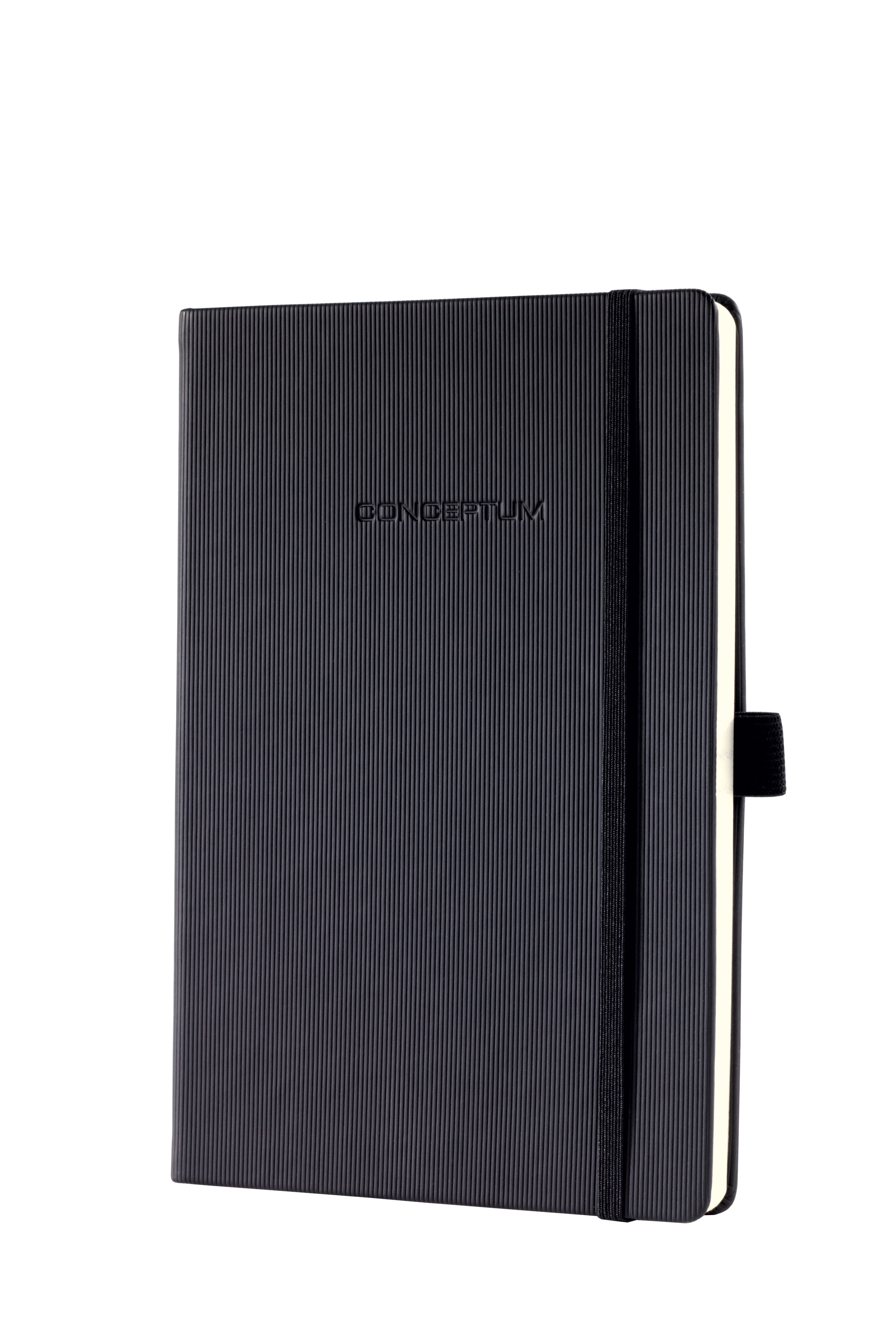 Sigel Hardcover Lined Notebook with Elastic Closure, Black, A5 Journal ...
