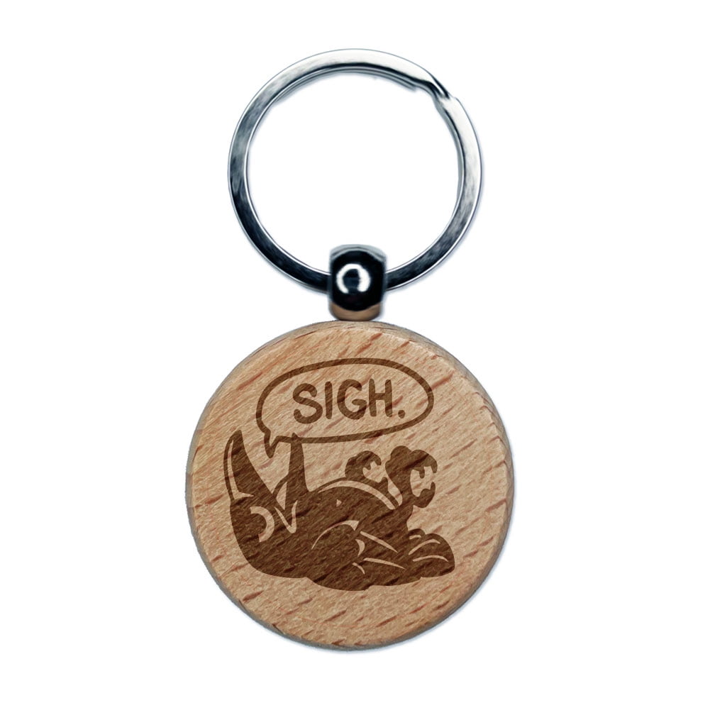 Sigh Depressed Raven Crow Bird Emo Engraved Wood Round Keychain Tag ...