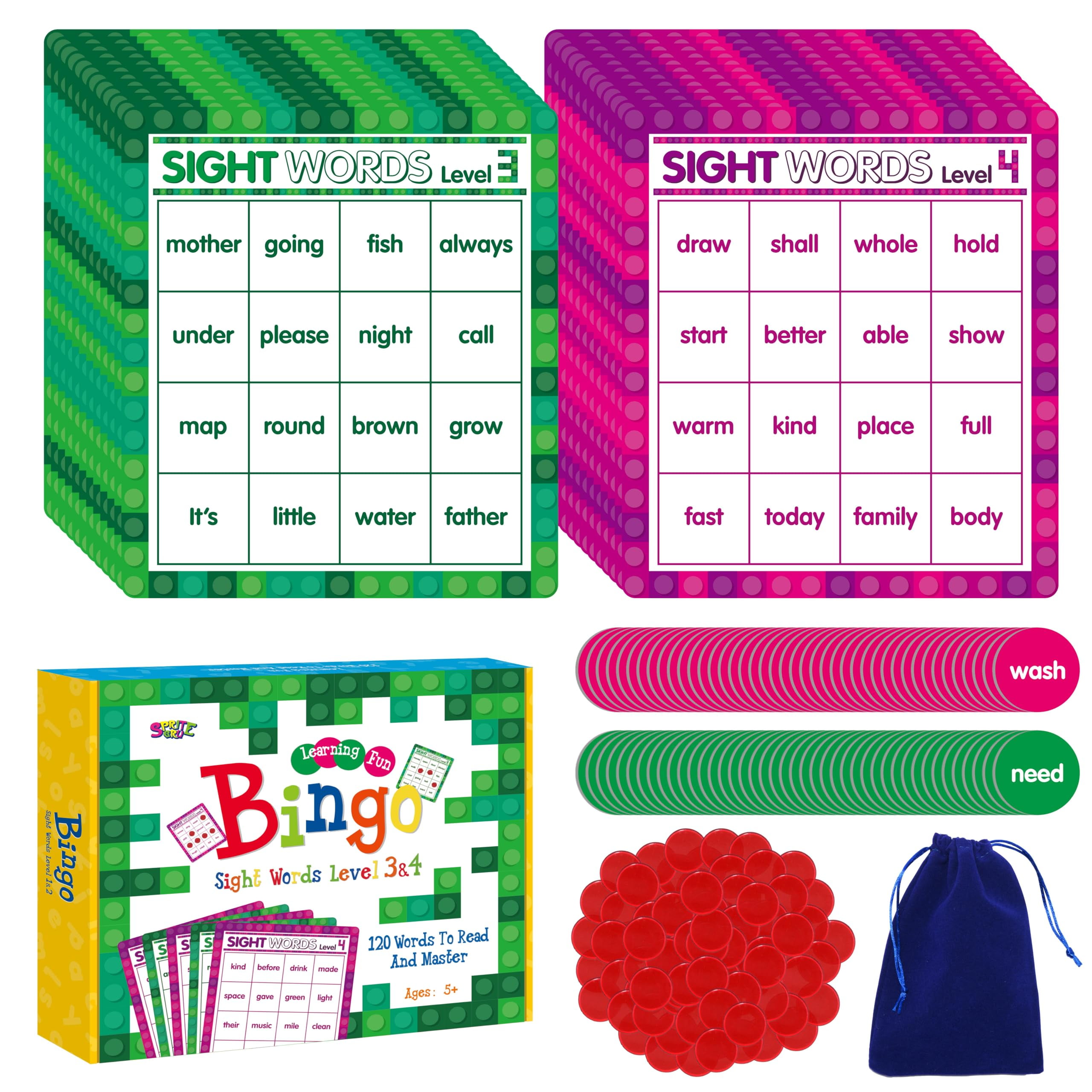 Sight Word Bingo Game, STF9 120 Sight Words Learn to Read Level 3 ...