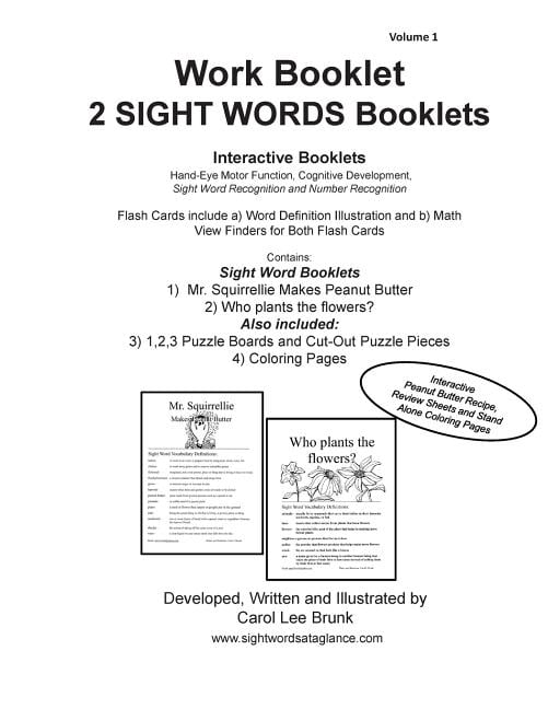 Sight Word Booklets Work Booklet 2 SIGHT WORDS Booklets Mr. Squirrellie ...