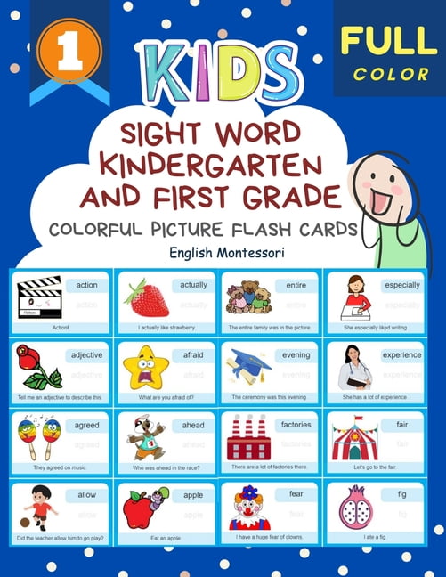 Sight Word Kindergarten and First Grade Colorful Picture Flash Cards ...