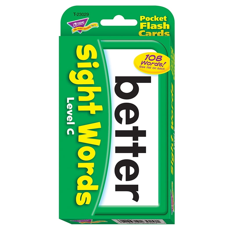 Sight Words – Level C Pocket Flash Cards | Bundle of 2 Each - Walmart.com