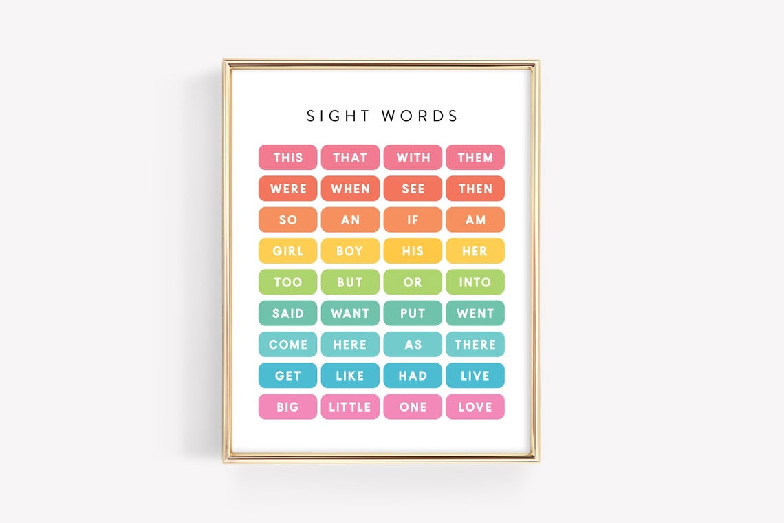 Sight Words Set 2 Education Reading Spelling Aid Montessori ...