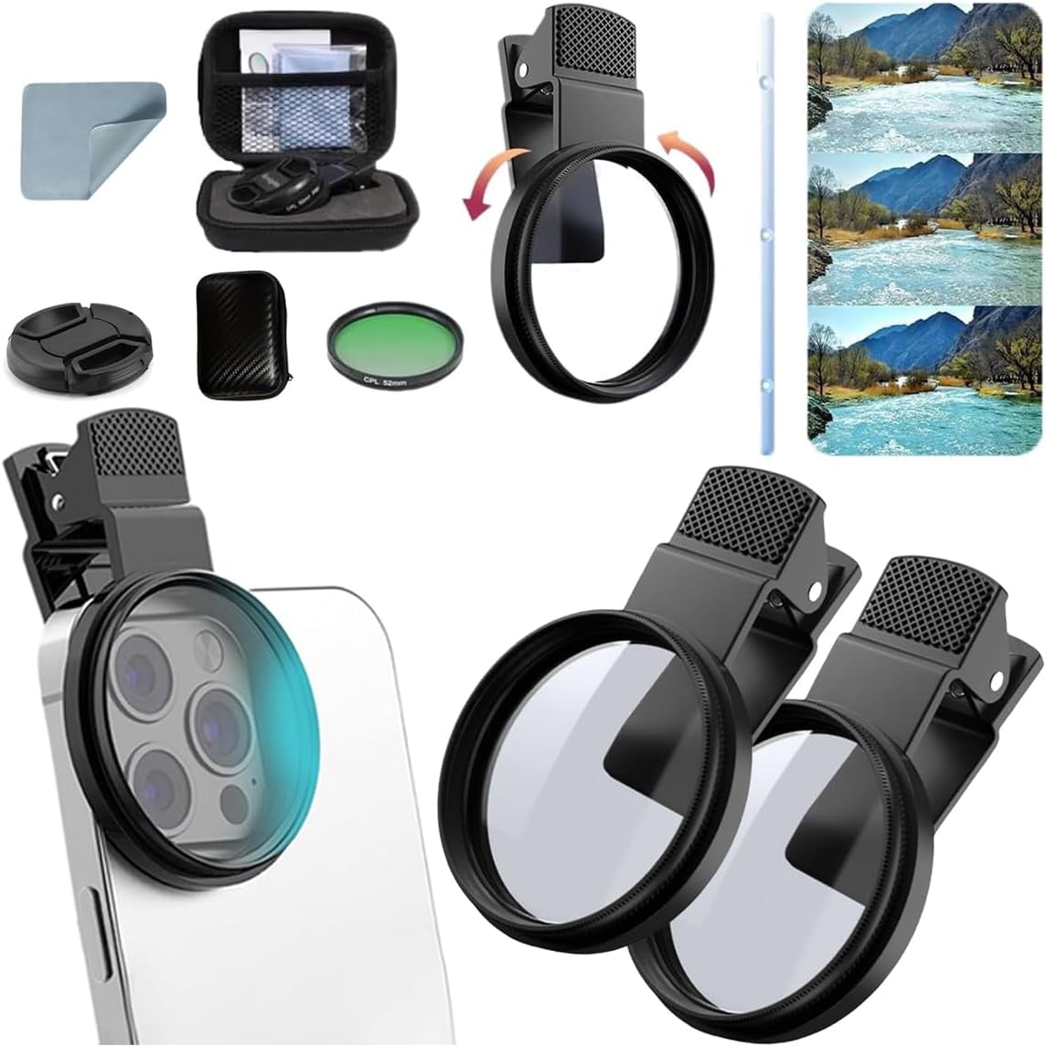 Sightfelt 52mm Clip-0n Cpl Phone Cameralens Filter Kit, 2025 New ...