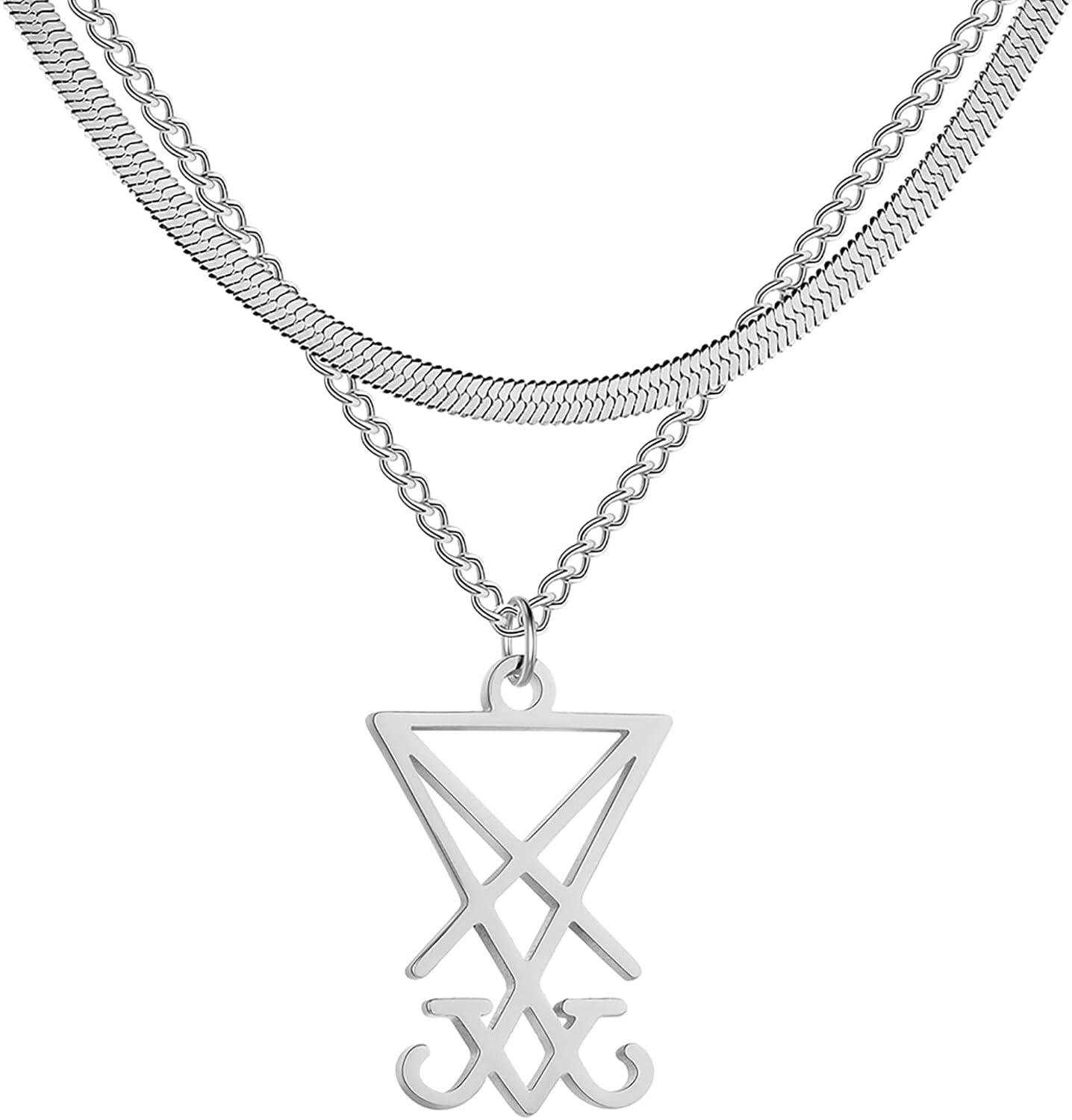 Sigil Of Lucifer Pendant Necklace Stainless Steel Satanic Symbol ...