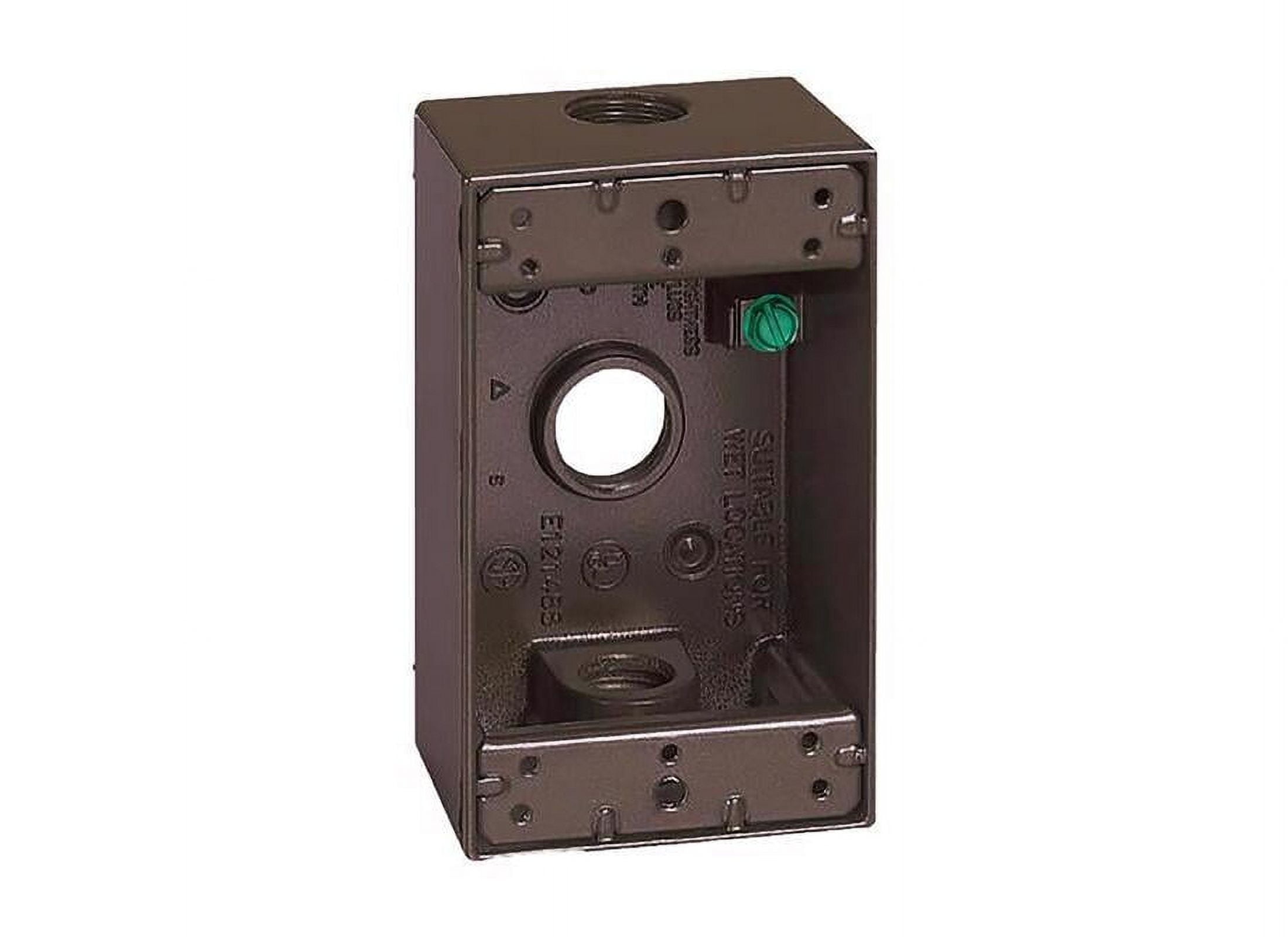 Sigma Outlet Box 4-1/2 " Hx2-4/5 " Wx2 " D Al 1 Gang, Three 1/2 " Holes ...