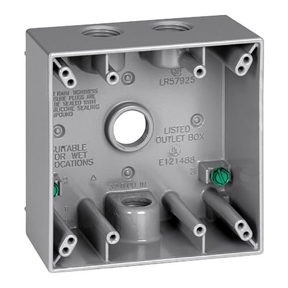 Sigma Outlet Box 4.5 "X4.5 "X2.10 " Al 1/2 " Holes, 2 Gang Gray ...