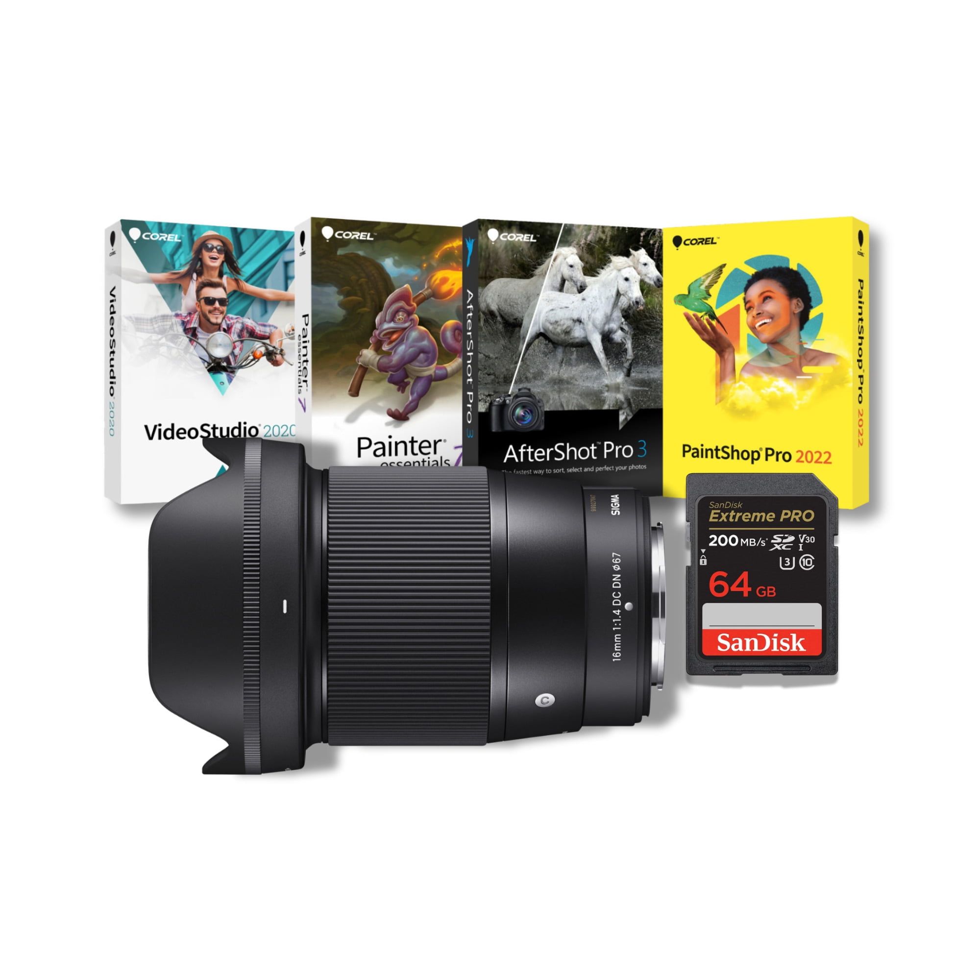 Sigma 16mm F1.4 Contemporary DC DN 9 Rounded Diaphragm Blades APS-C Format Lens (Fuji X) Bundle ...