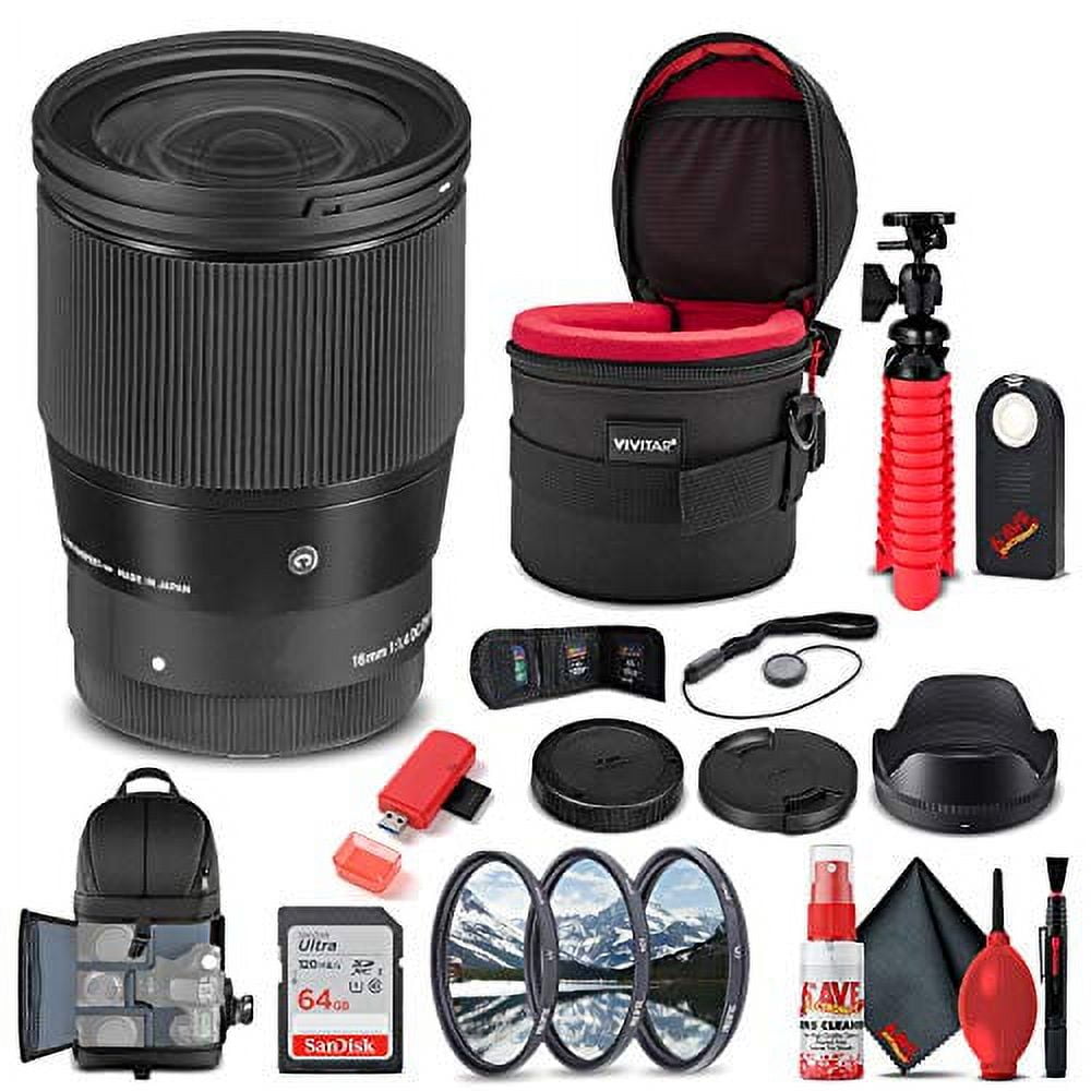 Sigma 16mm f/1.4 DC DN Contemporary Lens for Sony E (402965) Bundle ...