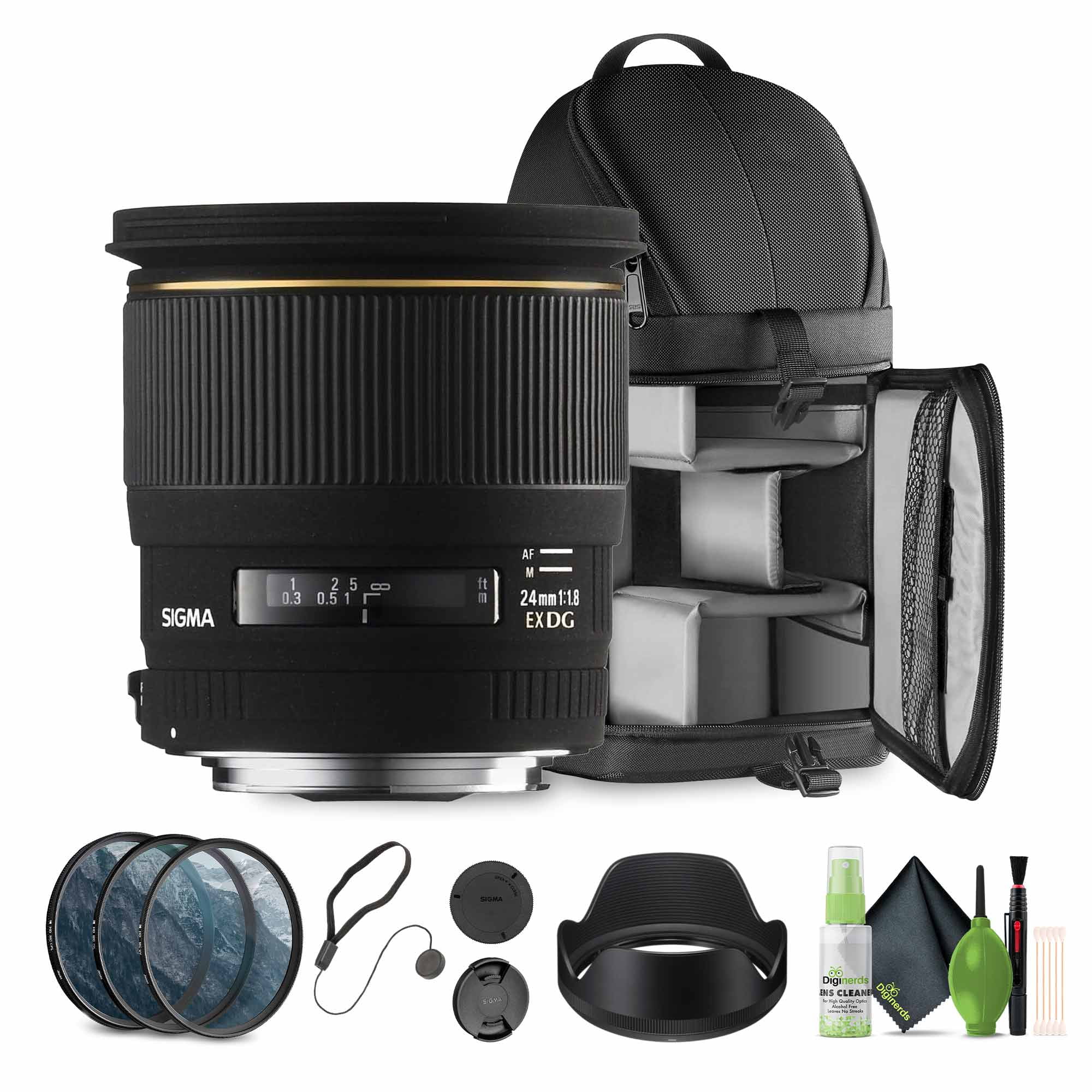 Sigma 24mm F1.8 EX-DG For Canon (Part #432101) Bundle. Ideal for ...