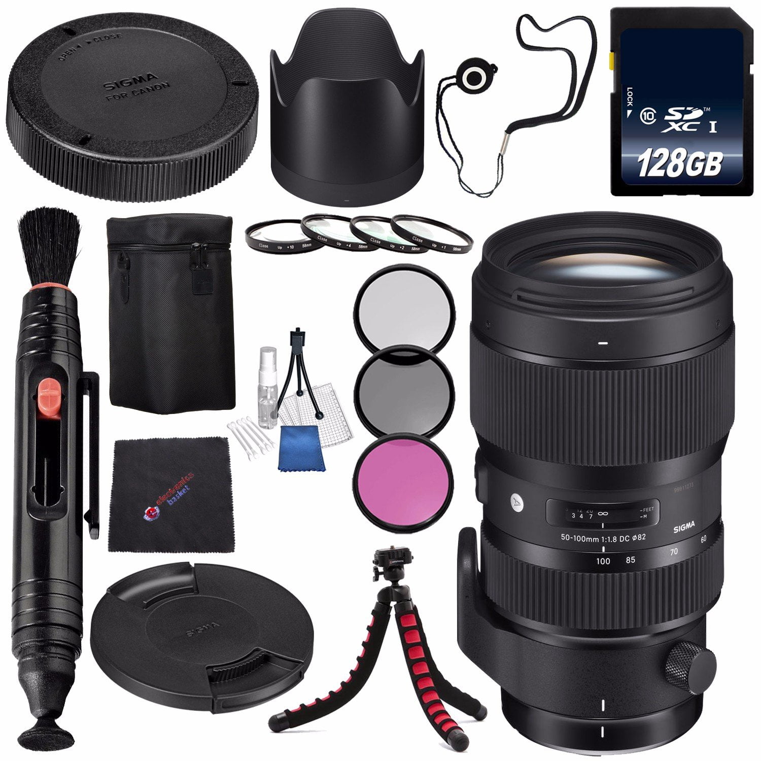 Sigma 50-100mm f/1.8 DC HSM Art Lens for Nikon F #693955 + 82mm 3 Piece ...