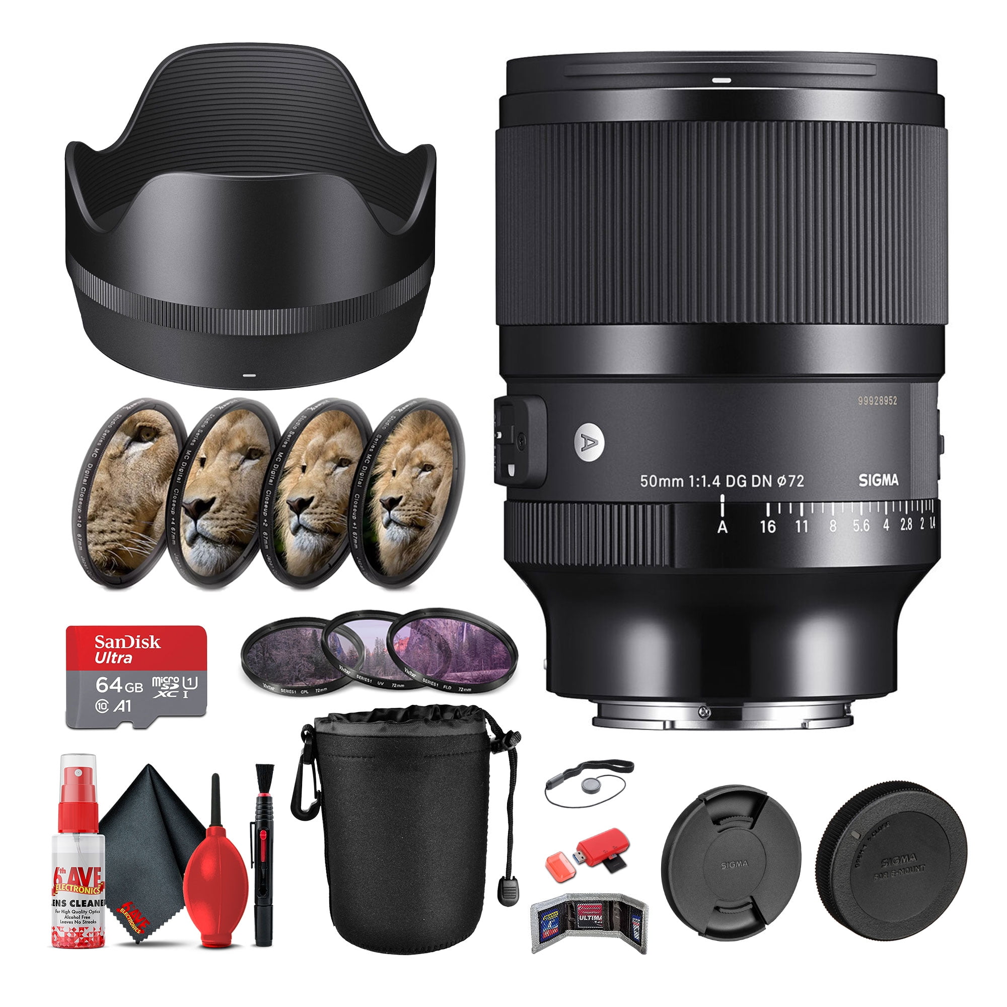 Sigma 50mm F/1.4 DG DN Art Lens for Sony E (315965) Bundle Including ...