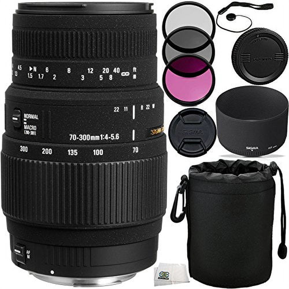 Sigma 70-300mm f/4-5.6 DG Macro Lens for Canon EOS 9PC Bundle. Includes ...