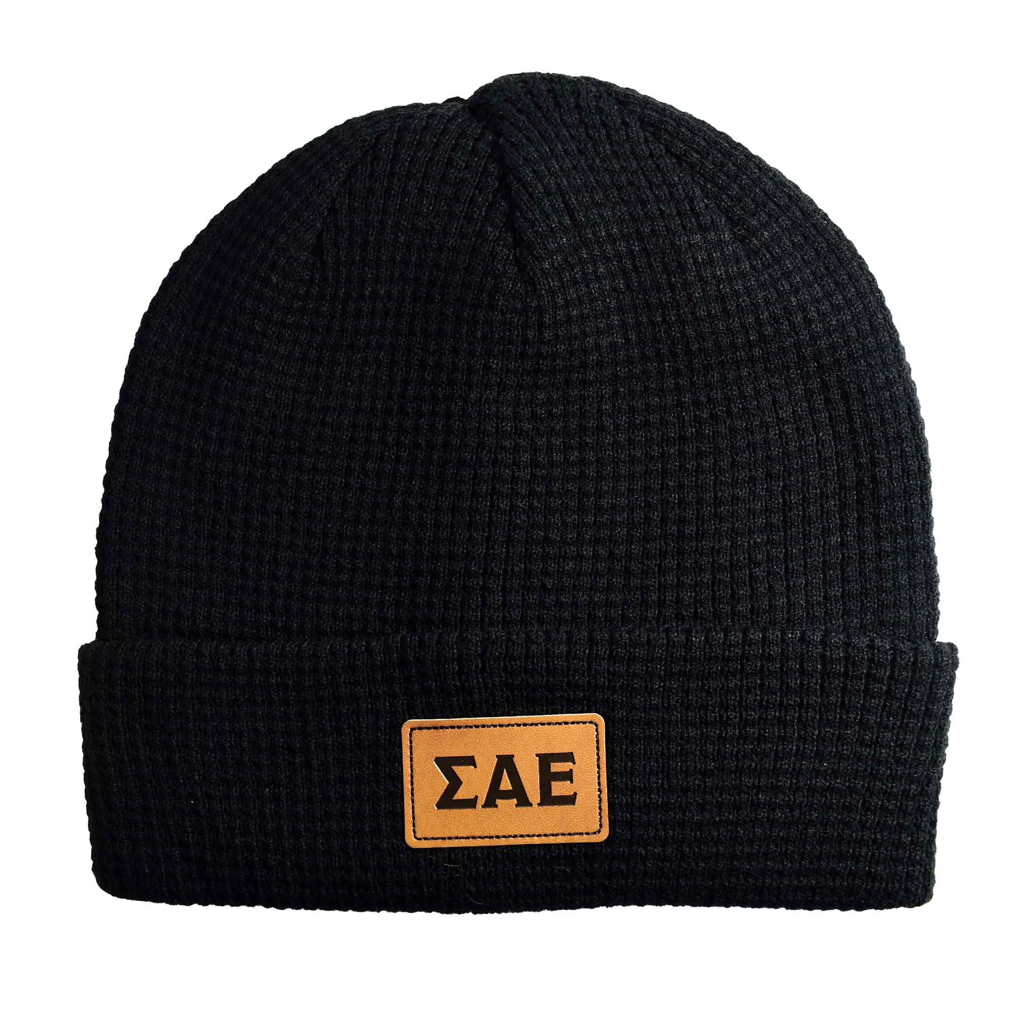 Sigma Alpha Epsilon Fraternity Hat, Black Winter Beanie Hat with Greek ...