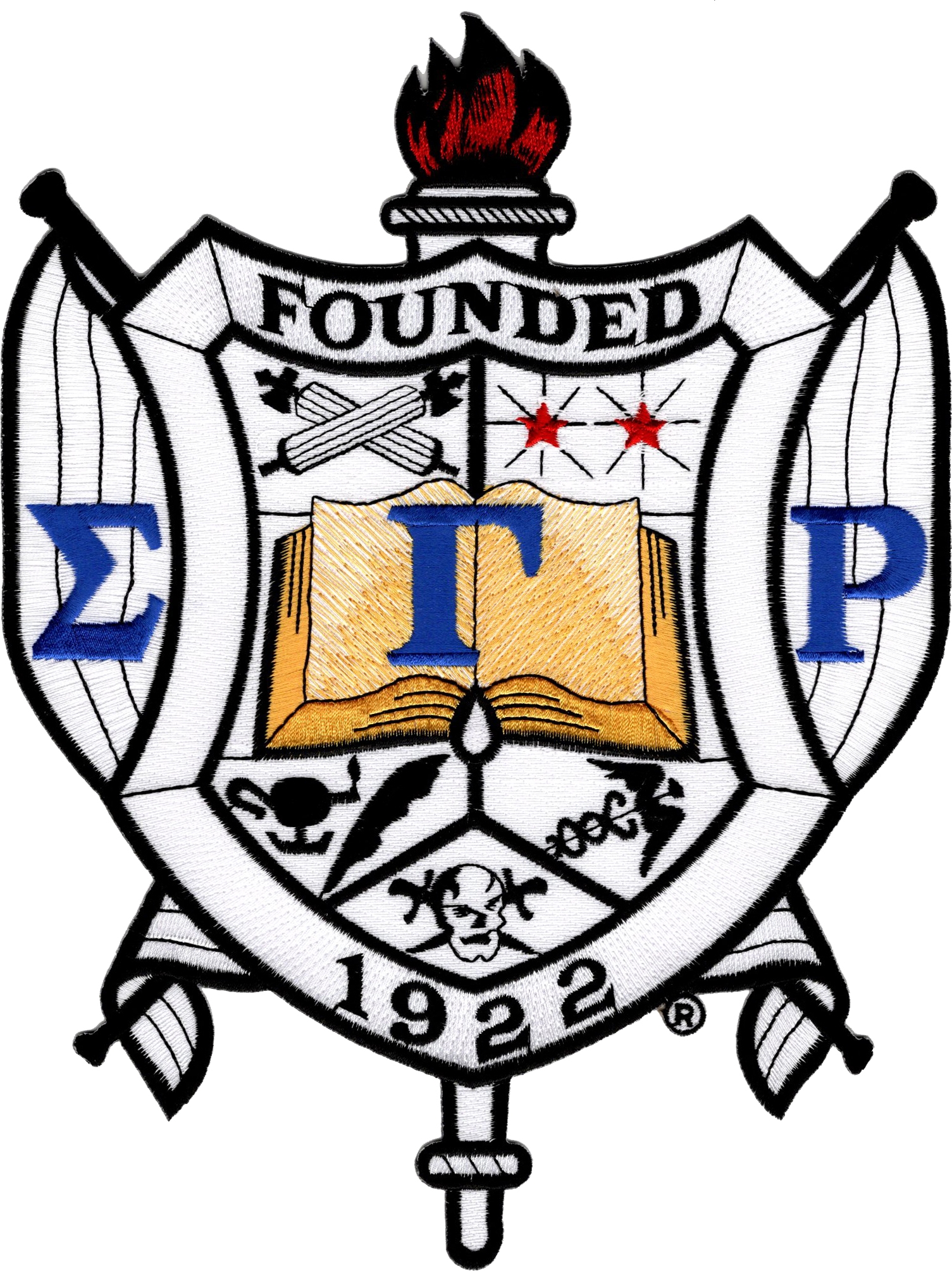 Sigma Gamma Rho Crest Embroidered Iron-On Patch [White/Blue/Gold - 10 ...