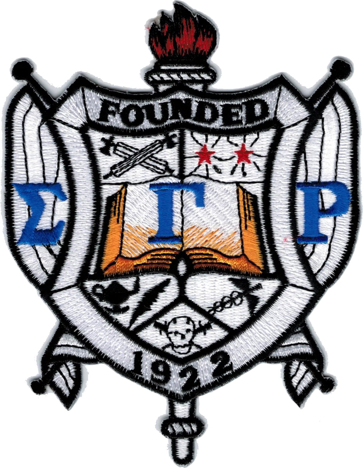 Sigma Gamma Rho Crest Embroidered Iron-On Patch [White/Blue/Gold - 5 ...