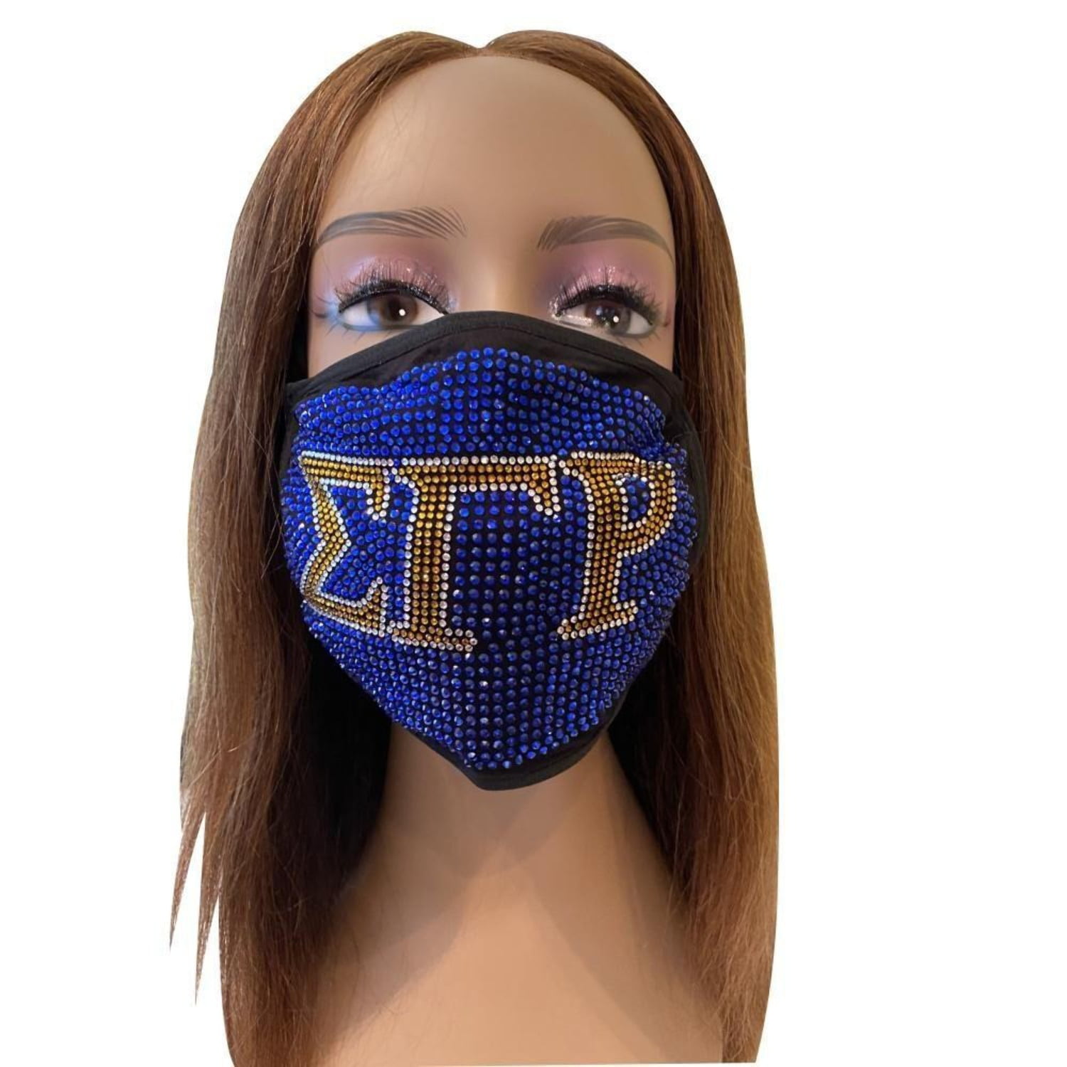 Sigma Gamma Rho Full Rhinestone Bling Face Mask Blue - Walmart.com