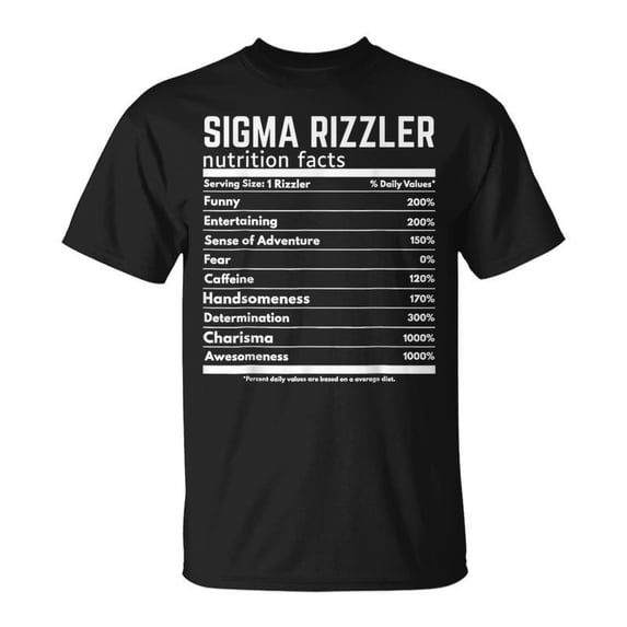 Sigma Rizzler Nutrition Facts Meme Rizz Internet Memes Gen Z TShirt ...