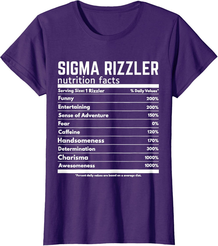 Sigma Rizzler Nutrition Facts Tee - Funny Gen Z Meme Internet Humor ...