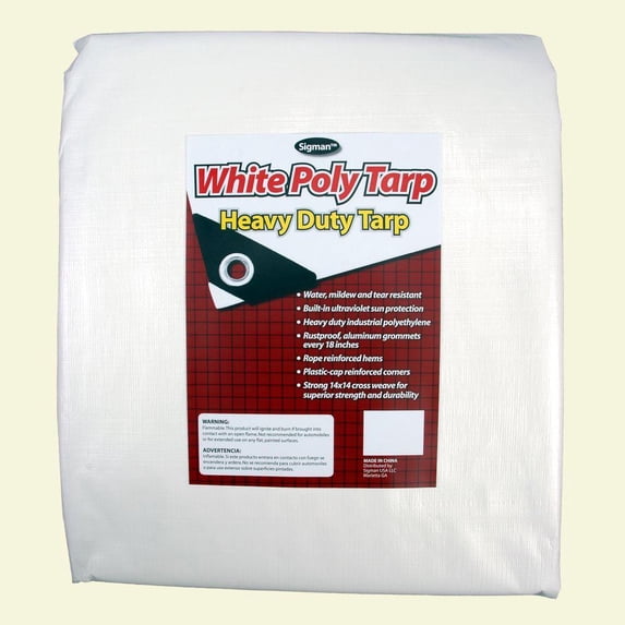 Sigman 6' x 8' Heavy Duty Waterproof Poly Tarp with UV Protection and ...
