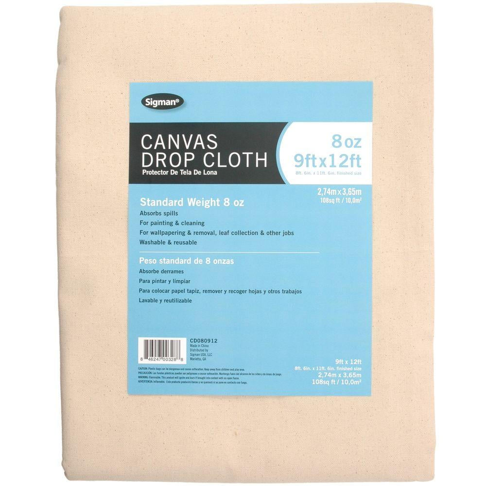 Sigman 8 oz 9' x 12' Canvas Drop Cloth - Walmart.com