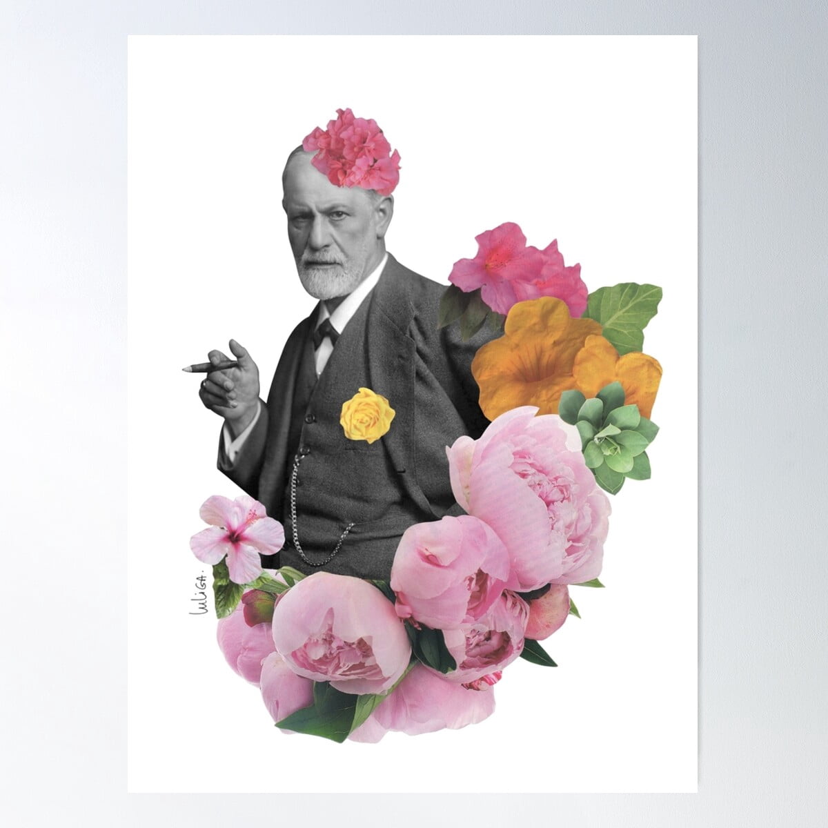 Sigmund Freud Collage Poster Wall Art, Modern Wall Decor For Living ...