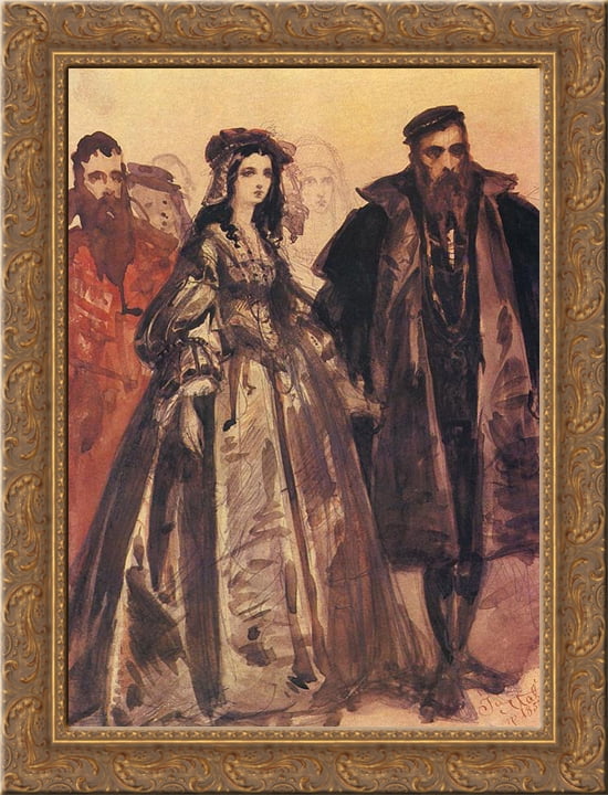 Sigmund and Barbara 20x24 Gold Ornate Wood Framed Canvas Art by Matejko ...