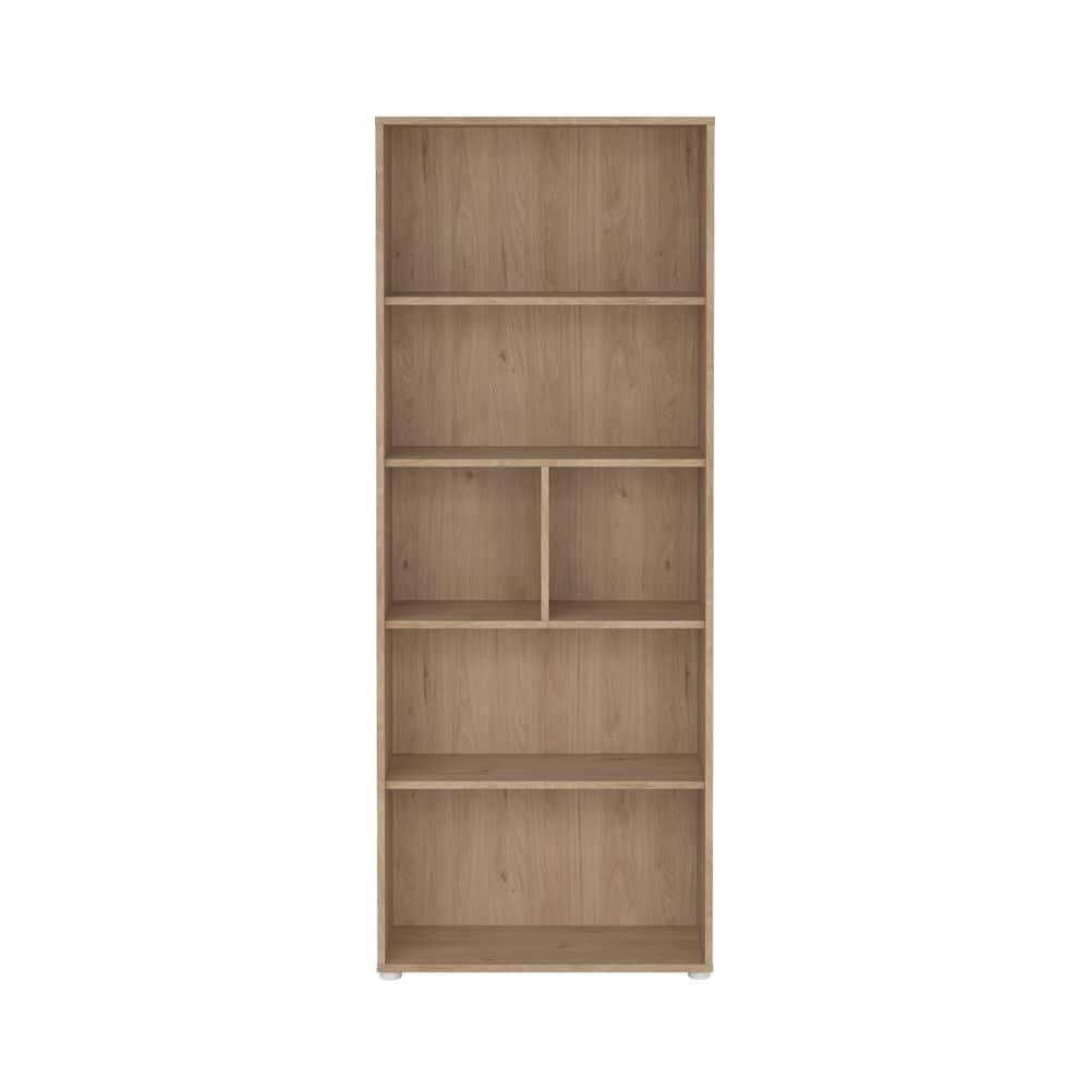 Sign 80.59 in. Tall Jackson Hickory Engineered Wood 6 Shelf Bookcase ...