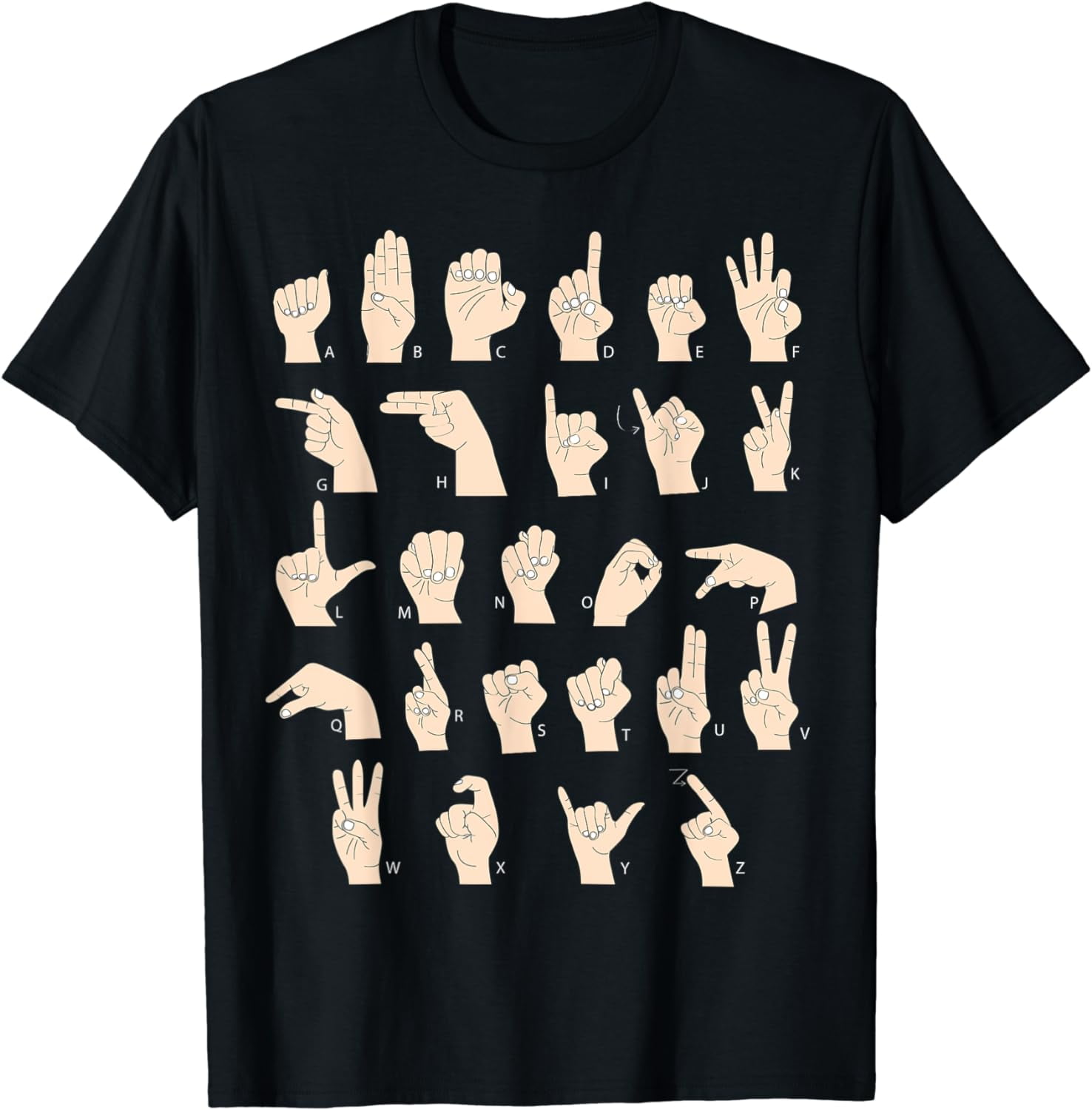 Sign ASL Teacher Hand Alphabet ABCs Deaf Culture Learning T-Shirt ...