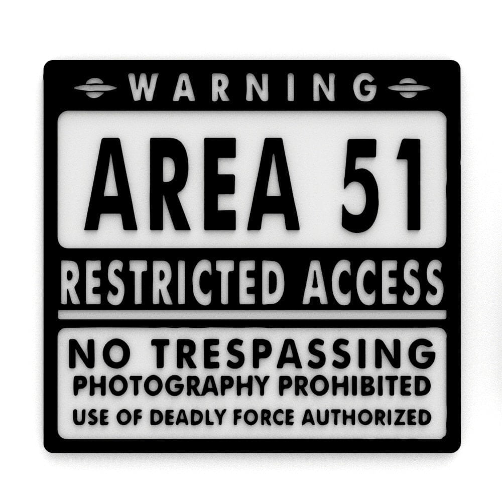 Sign | Area 51 No Trespassing Photography Prohibited Deadly Force Authorized - Walmart.com