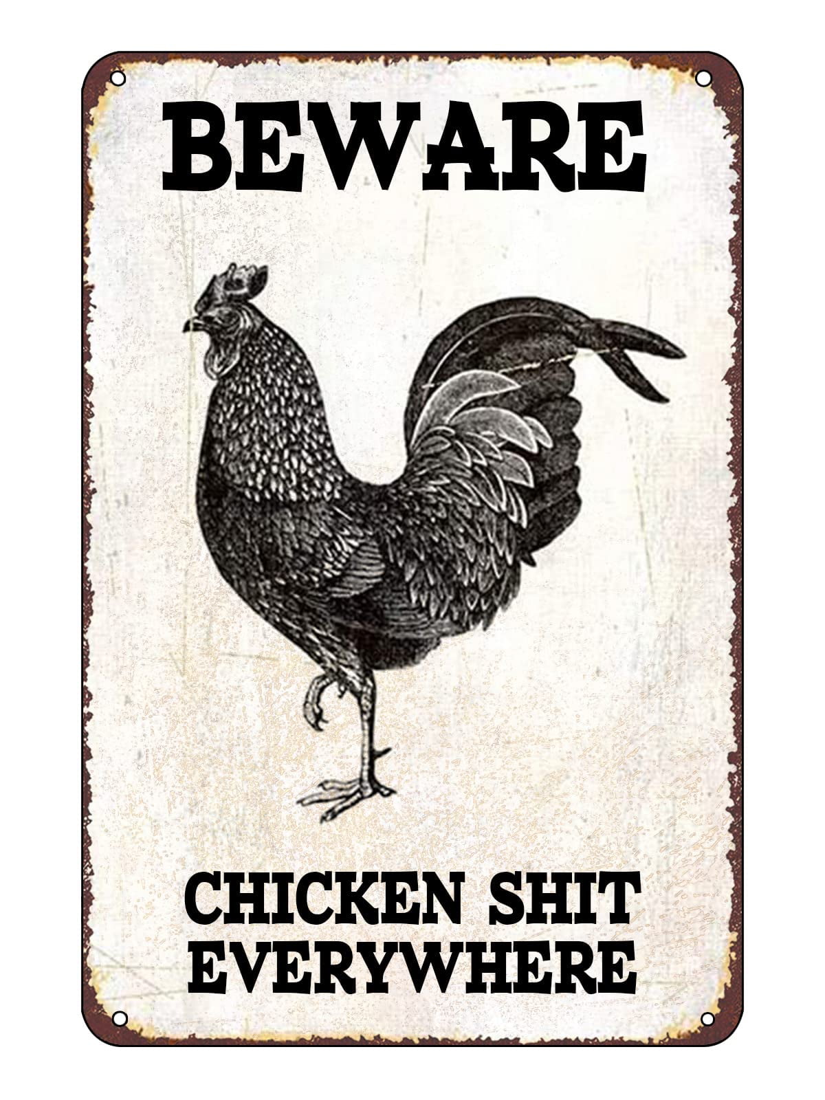 Sign Beware Chicken Shi Everywhere Chicken Coop Vintage Wall Decor ...