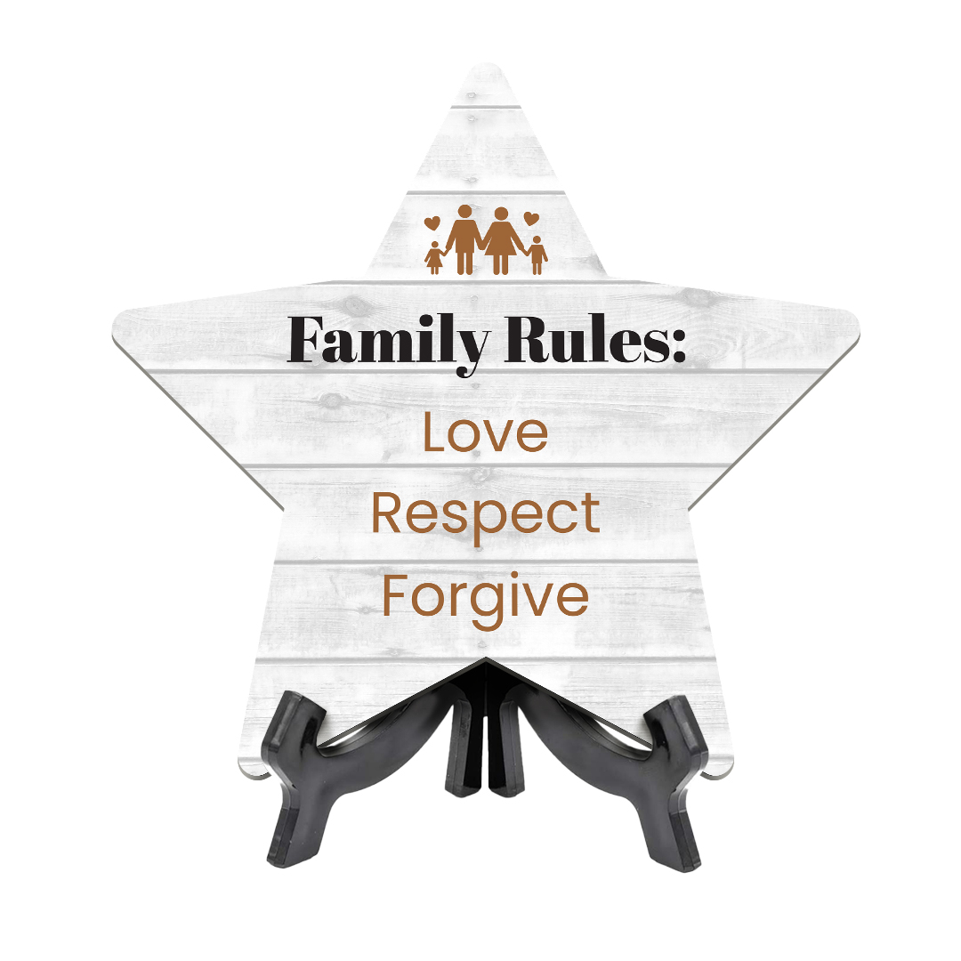 Sign ByLITA Family Rules: Love, Respect, Forgive, Wood Color, Star ...