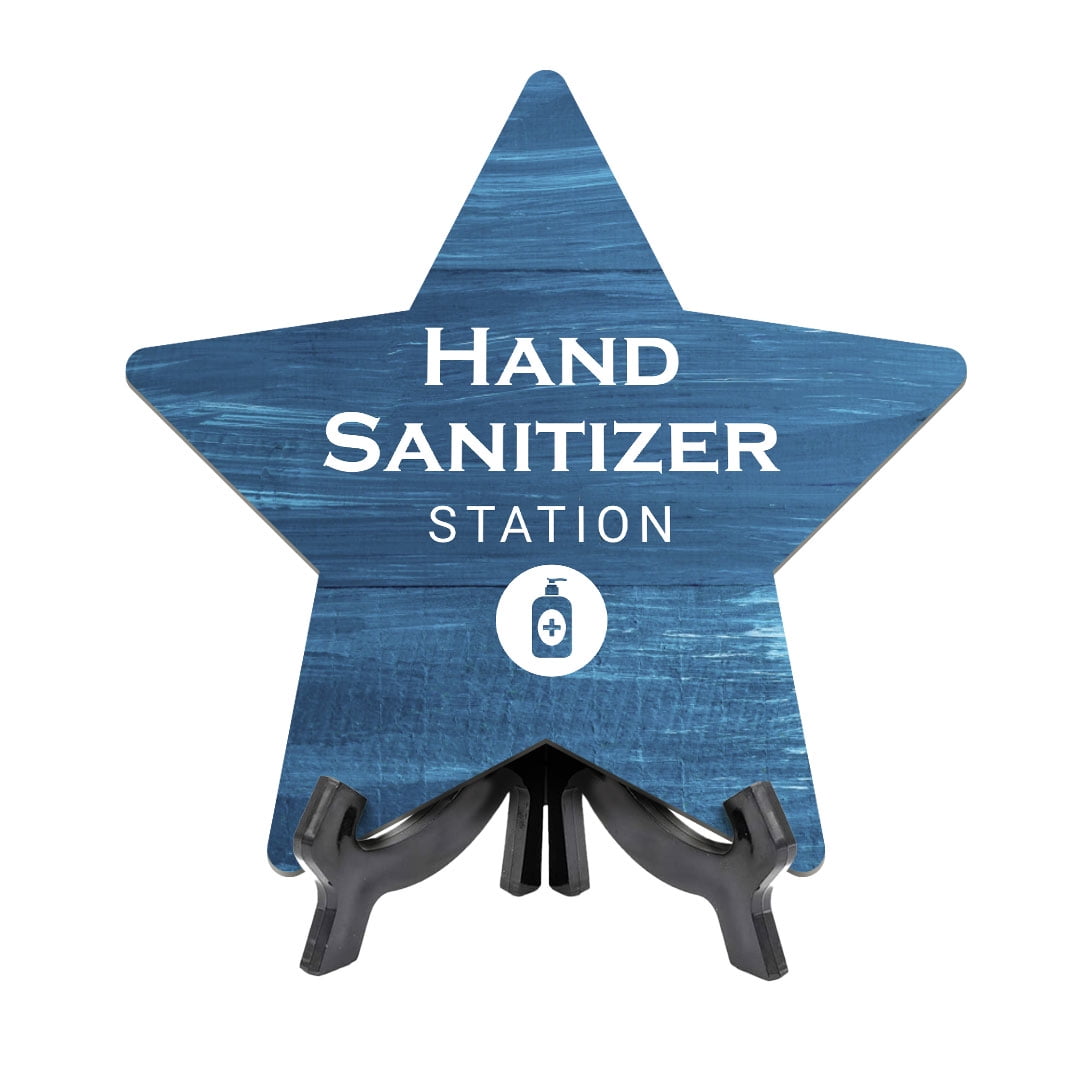 Sign ByLITA Hand Sanitizer Station, Wood Color, Star Table Sign (6"x5 ...