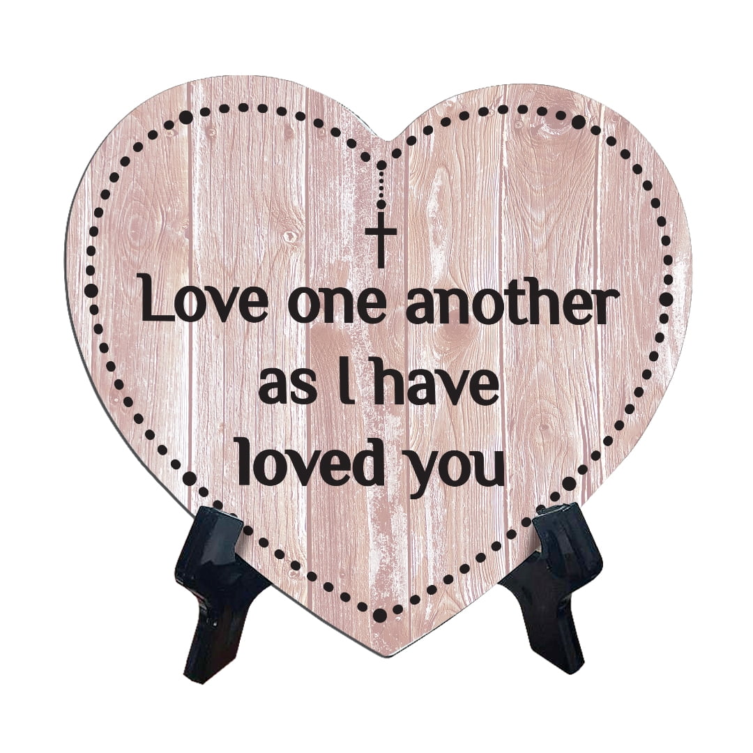 Sign ByLITA Heart Love one another as I have loved you, Wood Color ...