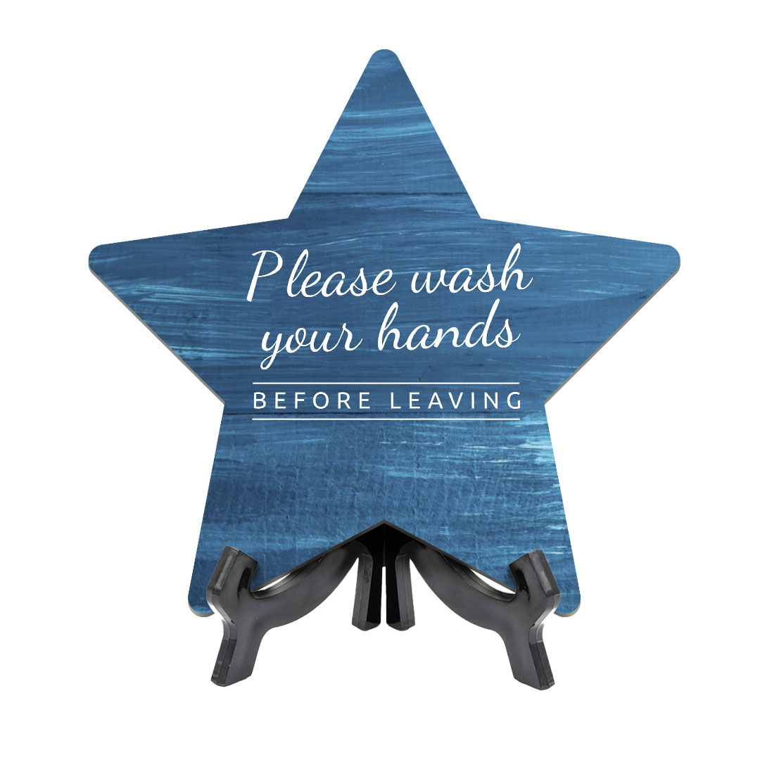 Sign ByLITA Please Wash Your Hands Before Leaving 2, Wood Color, Star ...
