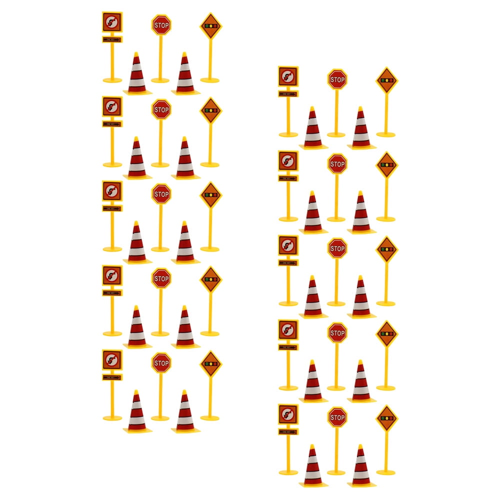 Sign Decoration 10 Sets Road Signs Prop Toys Cars Interactive Childrens ...