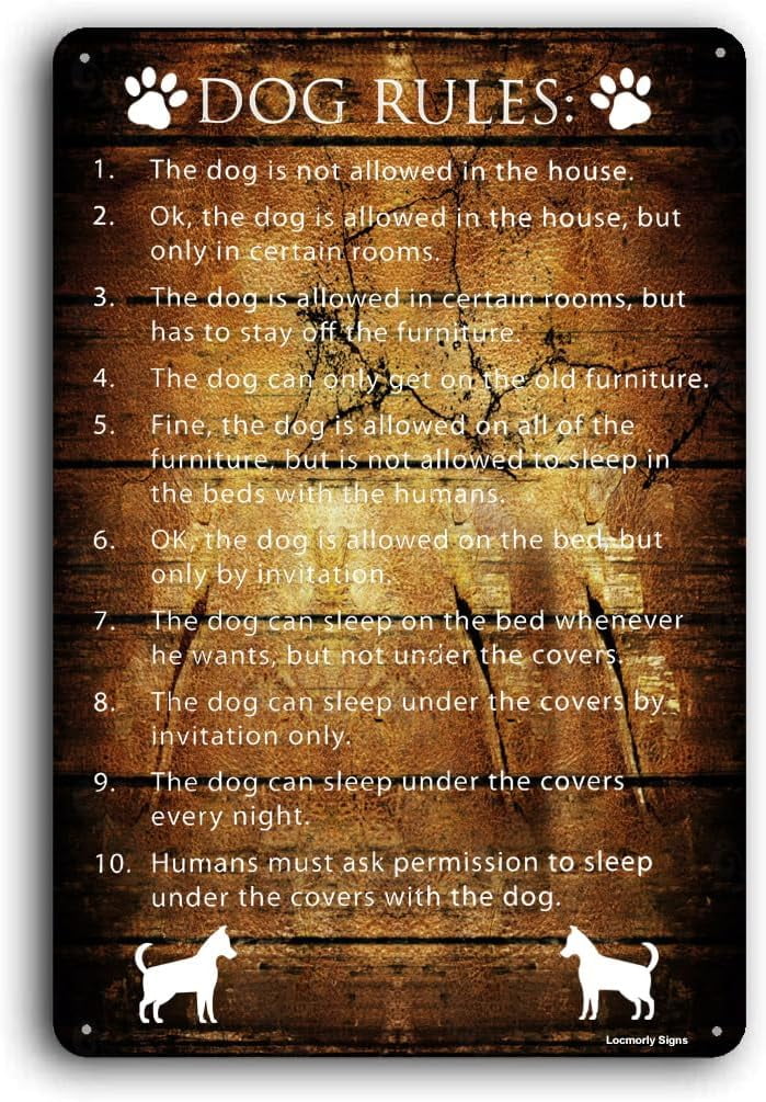 Sign Dog Rules Sign Metal Tin Sign 8x12inch - Walmart.com